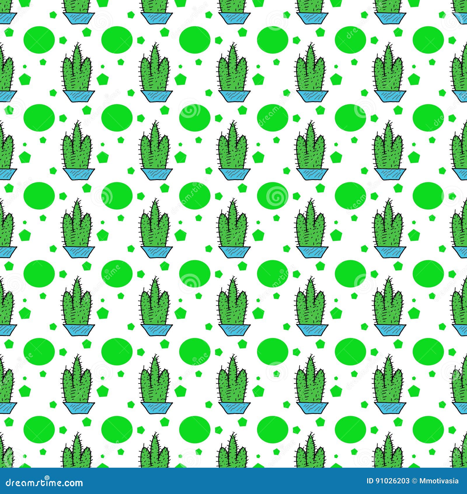 Cactus Dots Seamles Repeat Pattern Stock Illustration - Illustration of ...
