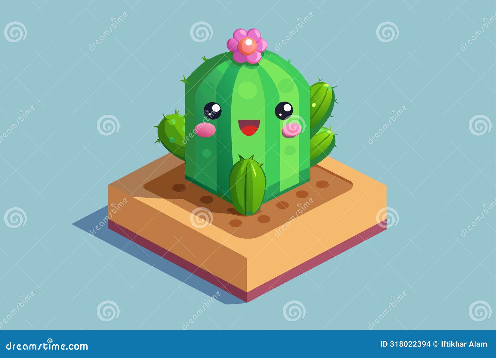 A Cactus with a Flower Blooming on Top of it, Cute Cactus Customizable ...