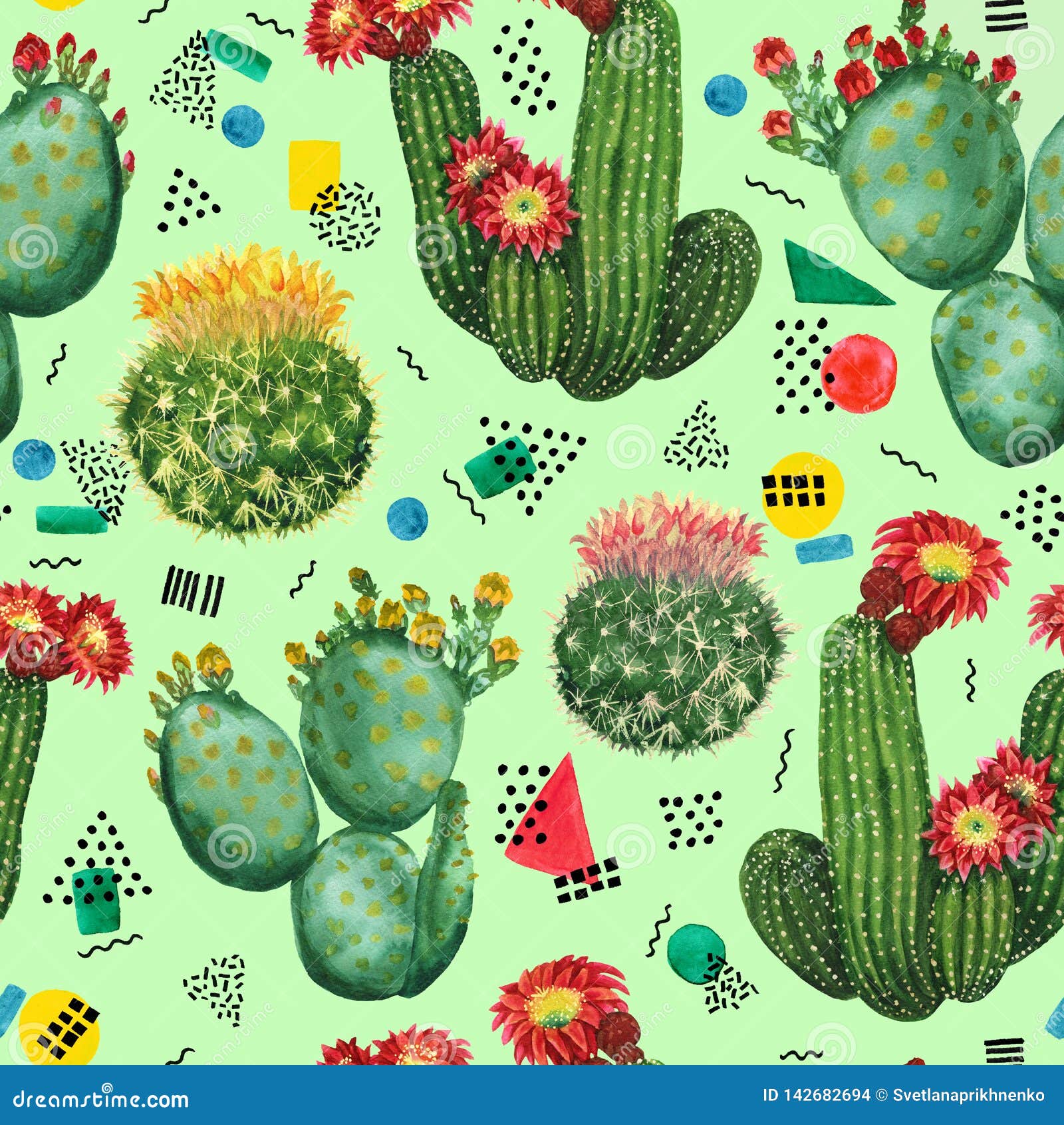 Cactus flowers stock illustration. Illustration of geometric - 142682694