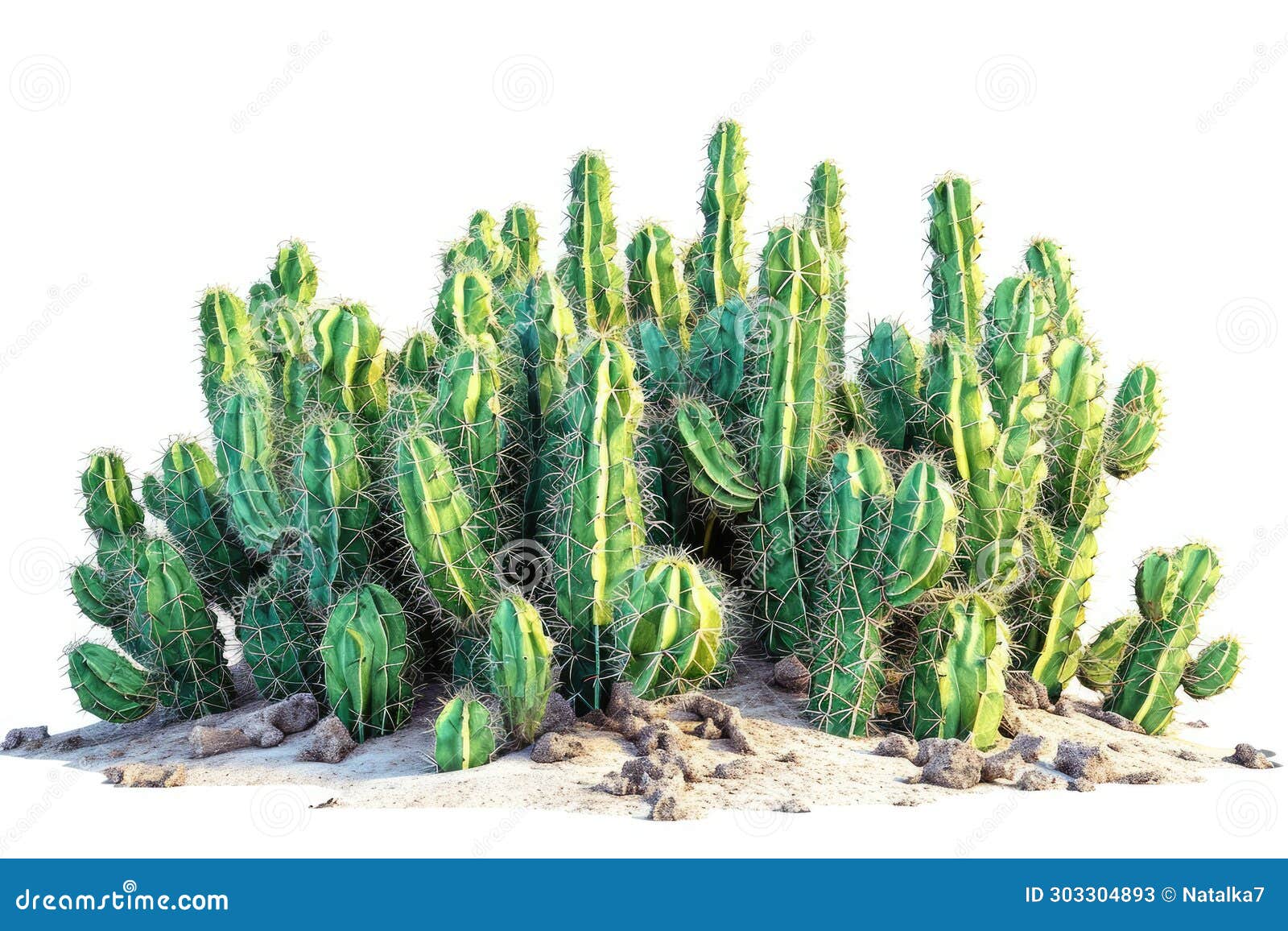 Cactus Front View, Isolated on White Background Stock Illustration ...