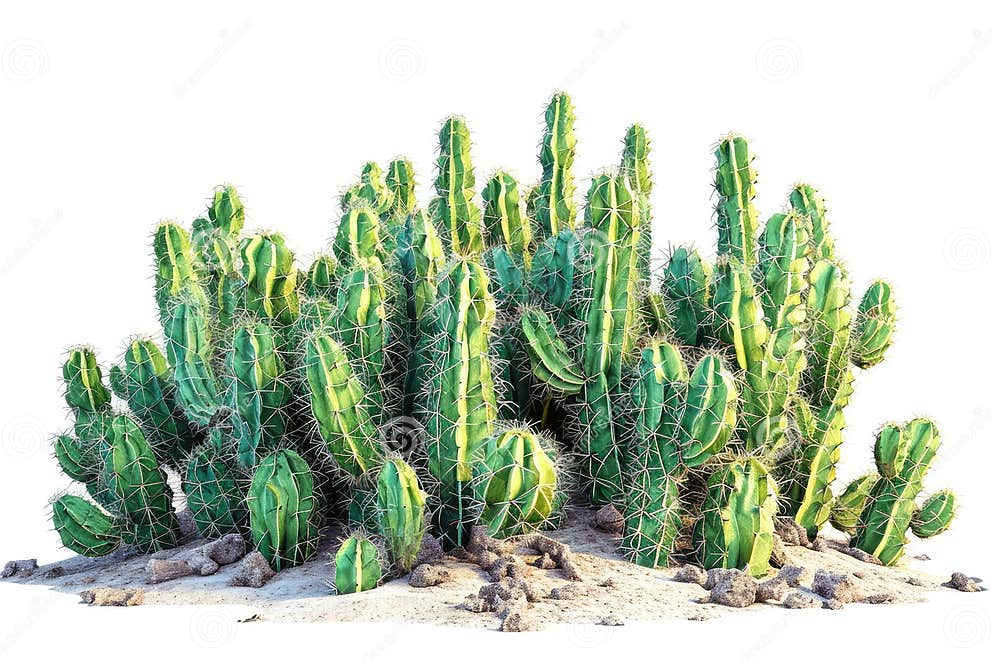 Cactus Front View, Isolated on White Background Stock Illustration ...