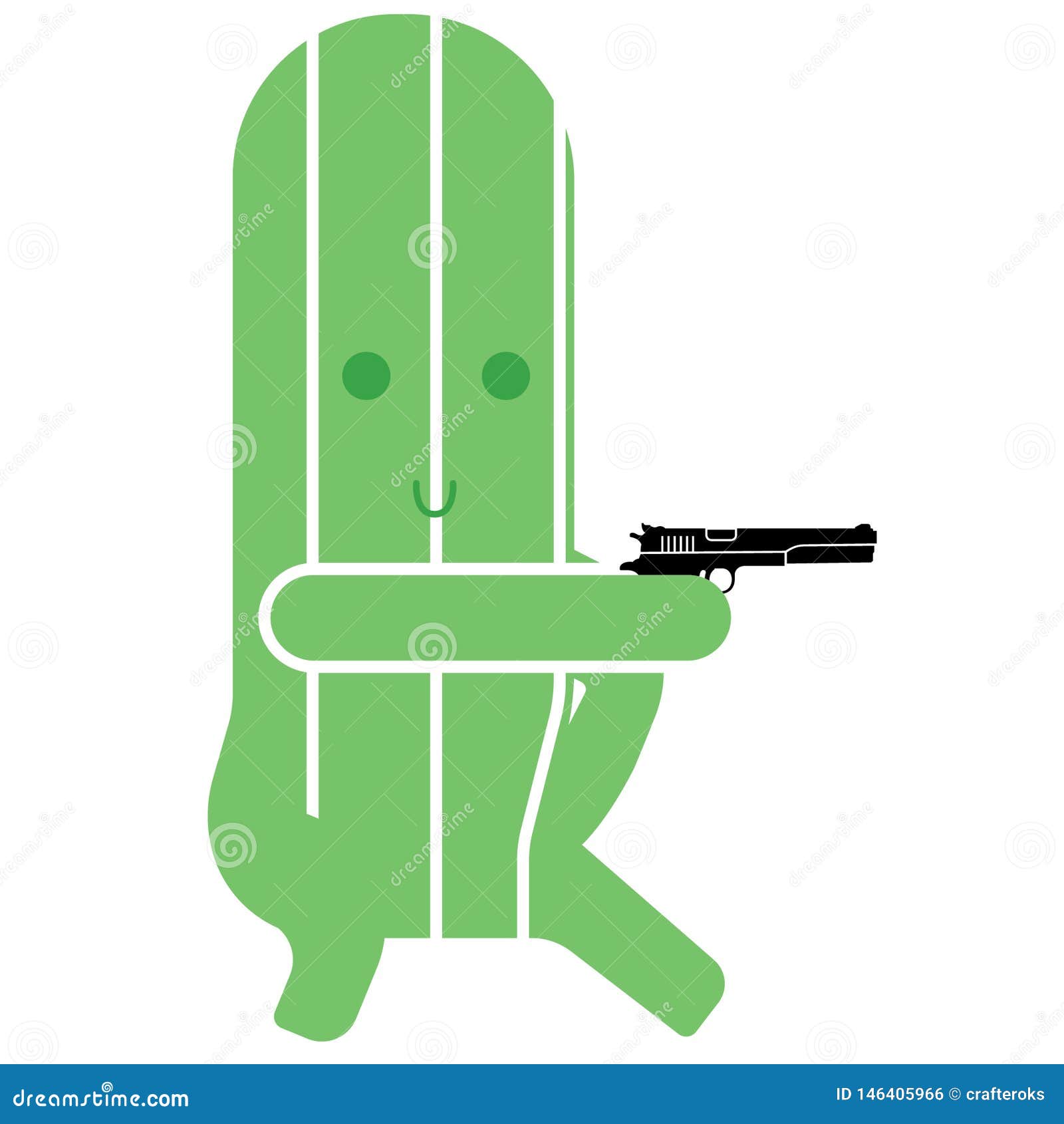 Cactus with a Gun Vector Illustration by Crafteroks Stock Vector ...