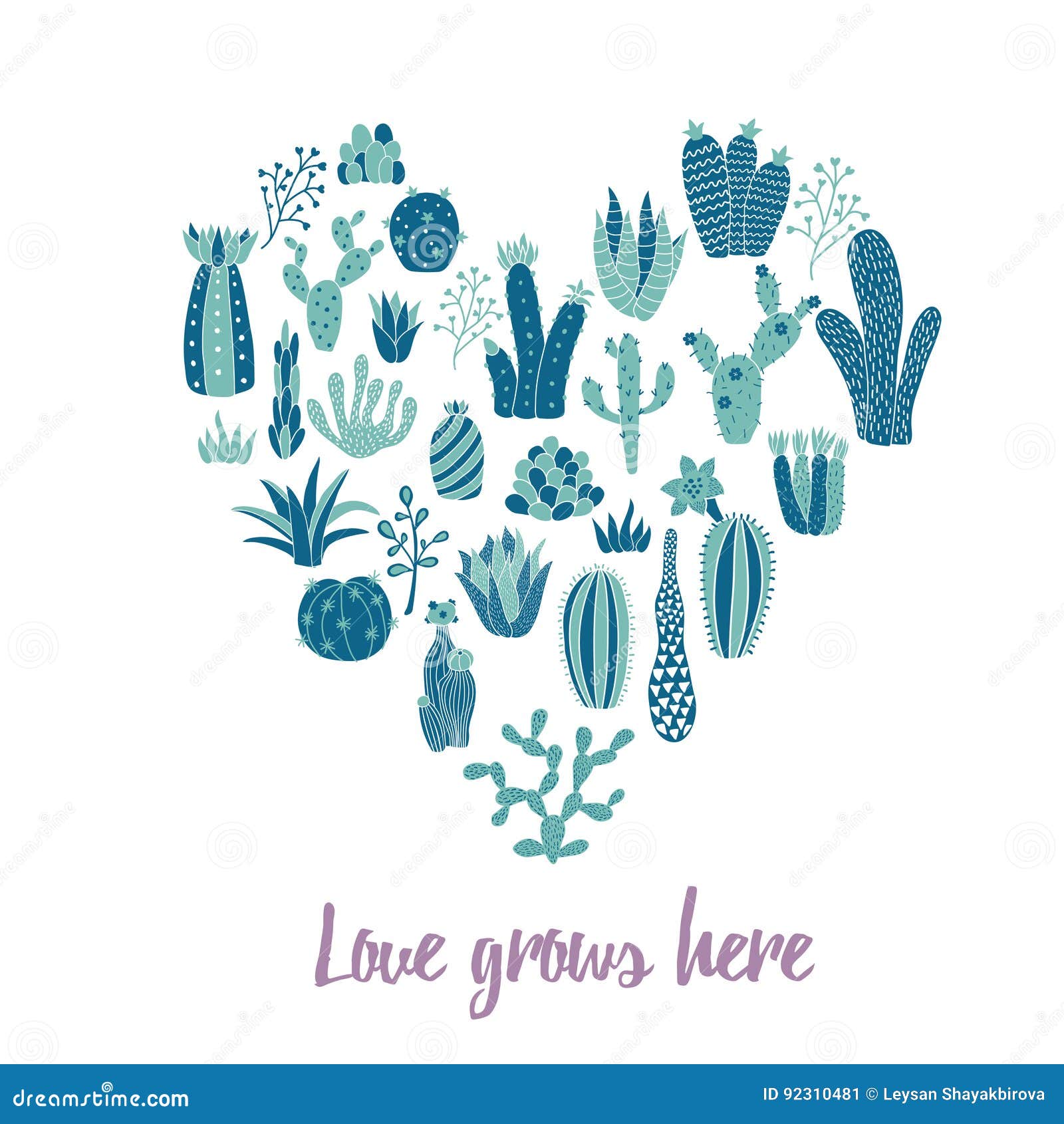 Cactus heart stock vector. Illustration of happy, desert - 92310481