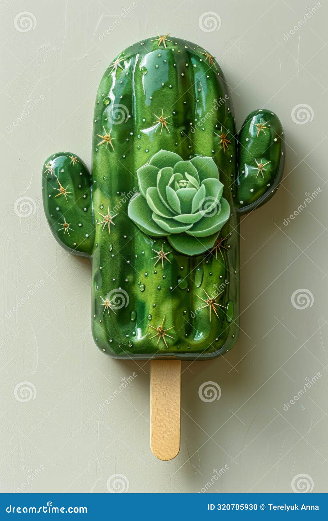 Cactus Ice Cream on Stick. an Ice Cream Stick with Cactus on it Stock ...