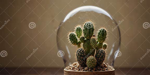 Cactus Inside a Light Bulb on Beige Background, Creative and Unique ...