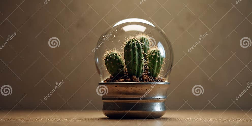 Cactus Inside a Light Bulb on Beige Background, Creative and Unique ...