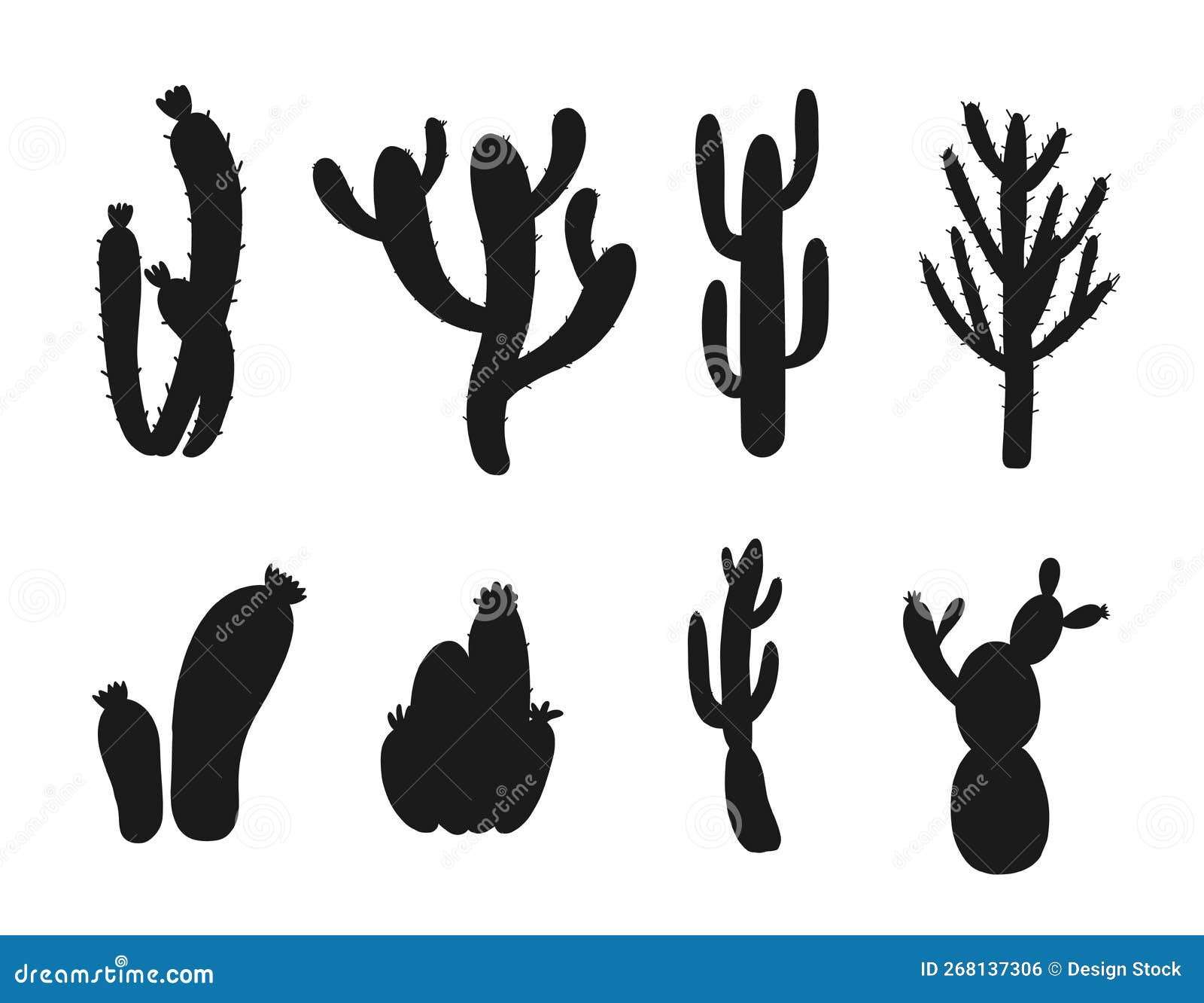Cactus Isolated Vector Silhouettes Stock Illustration - Illustration of ...