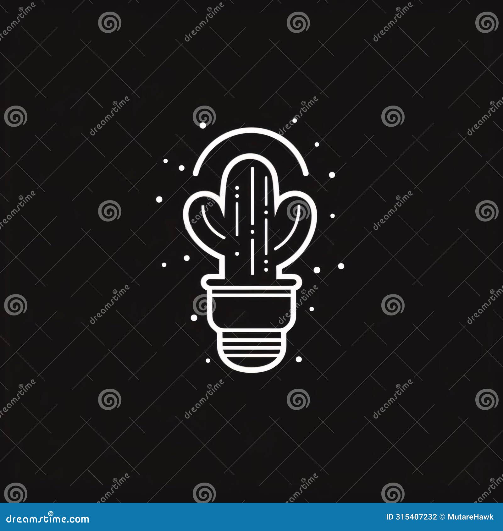 Cactus and Light Bulb Vector Icon, Logo Design Template Stock ...