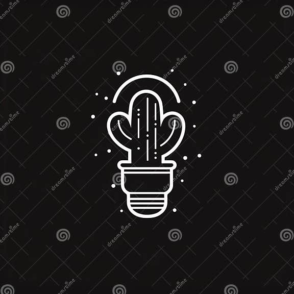 Cactus and Light Bulb Vector Icon, Logo Design Template Stock ...