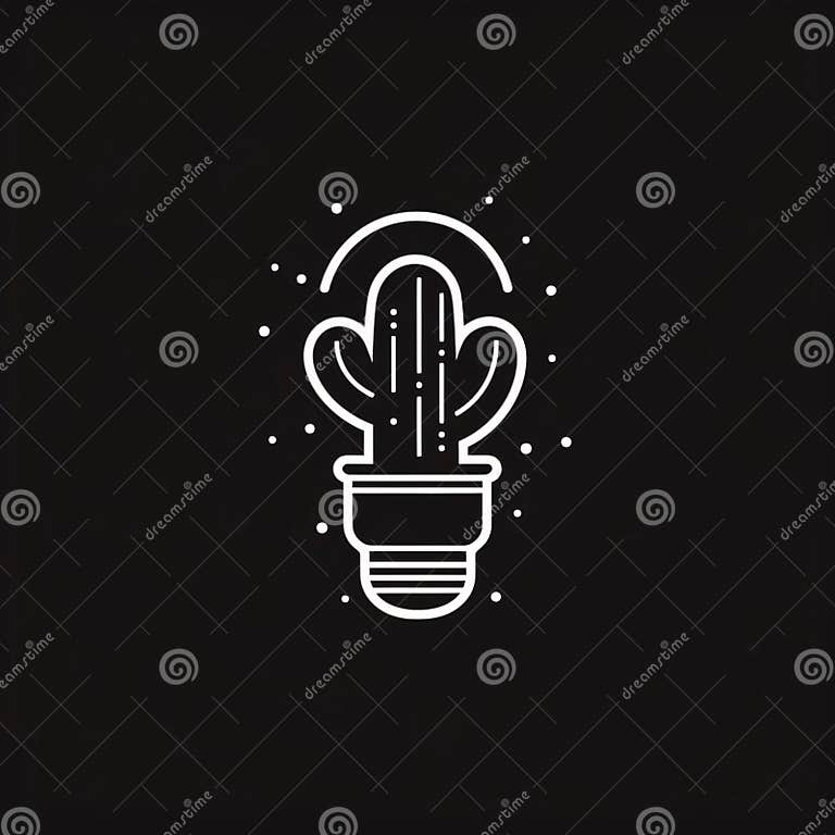 Cactus and Light Bulb Vector Icon, Logo Design Template Stock ...