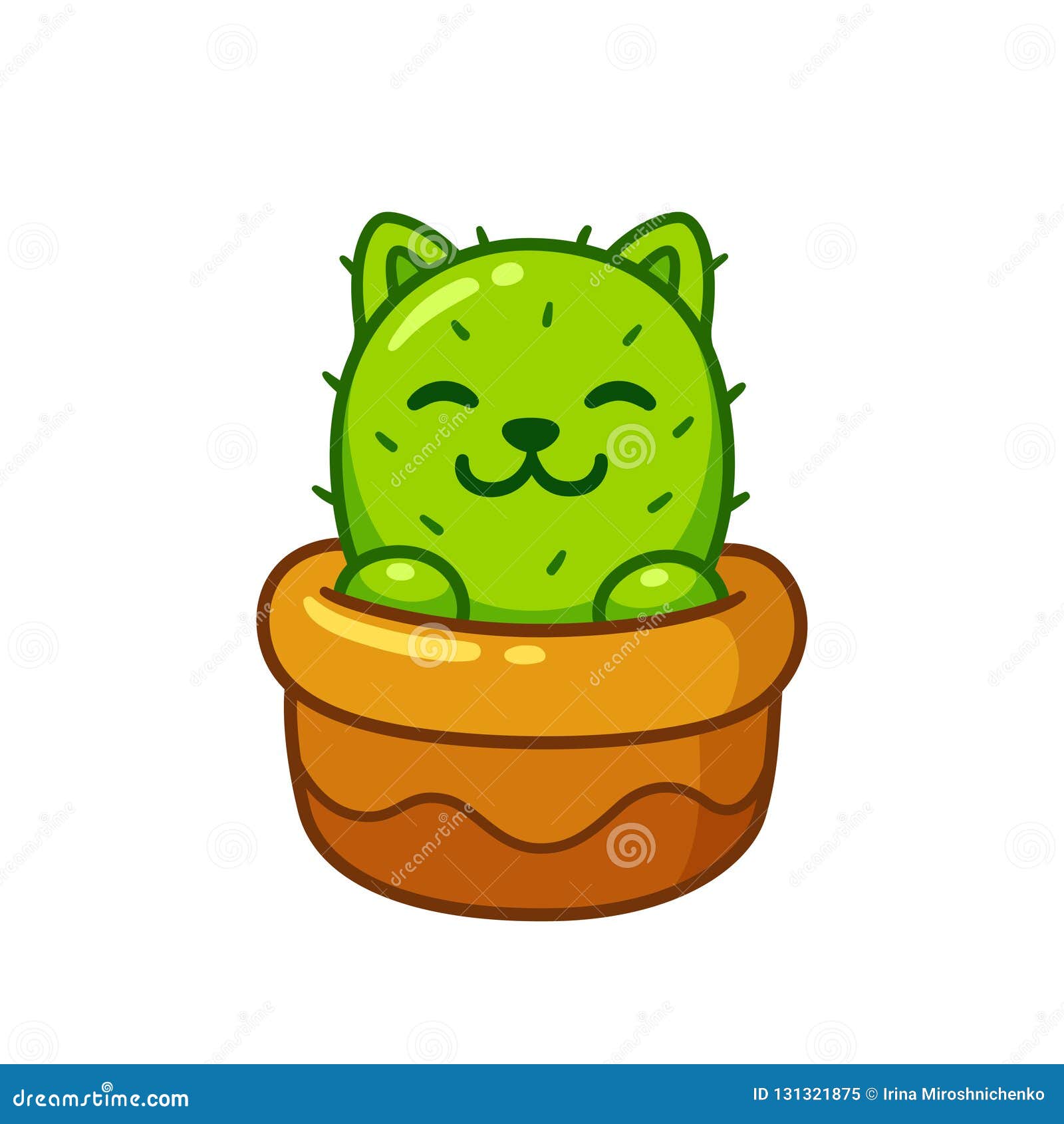 Cactus lindo del gato ilustración del vector. Ilustración de trazado ...