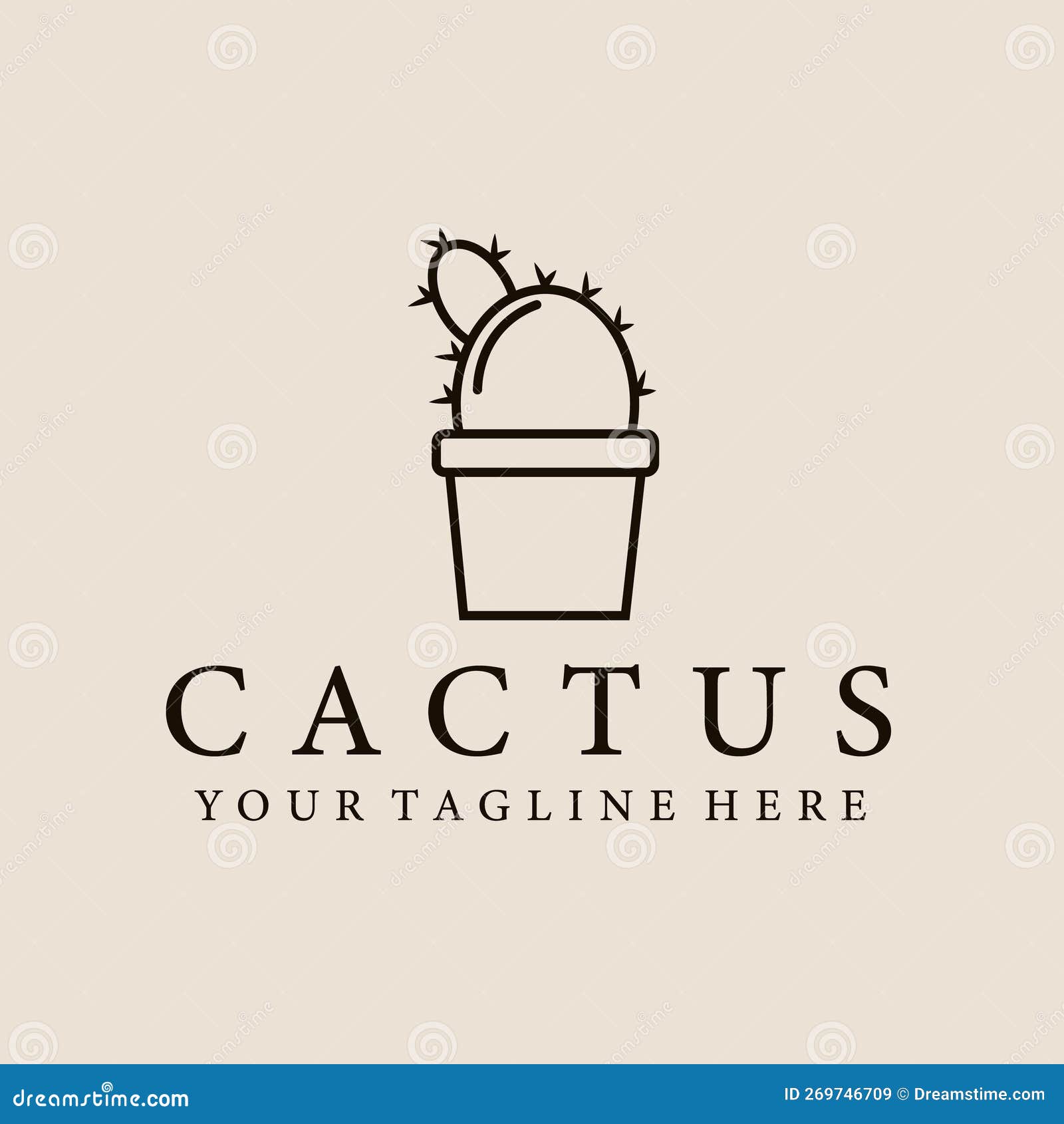 Cactus Line Art Logo, Icon and Symbol, Vector Illustration Design Stock ...