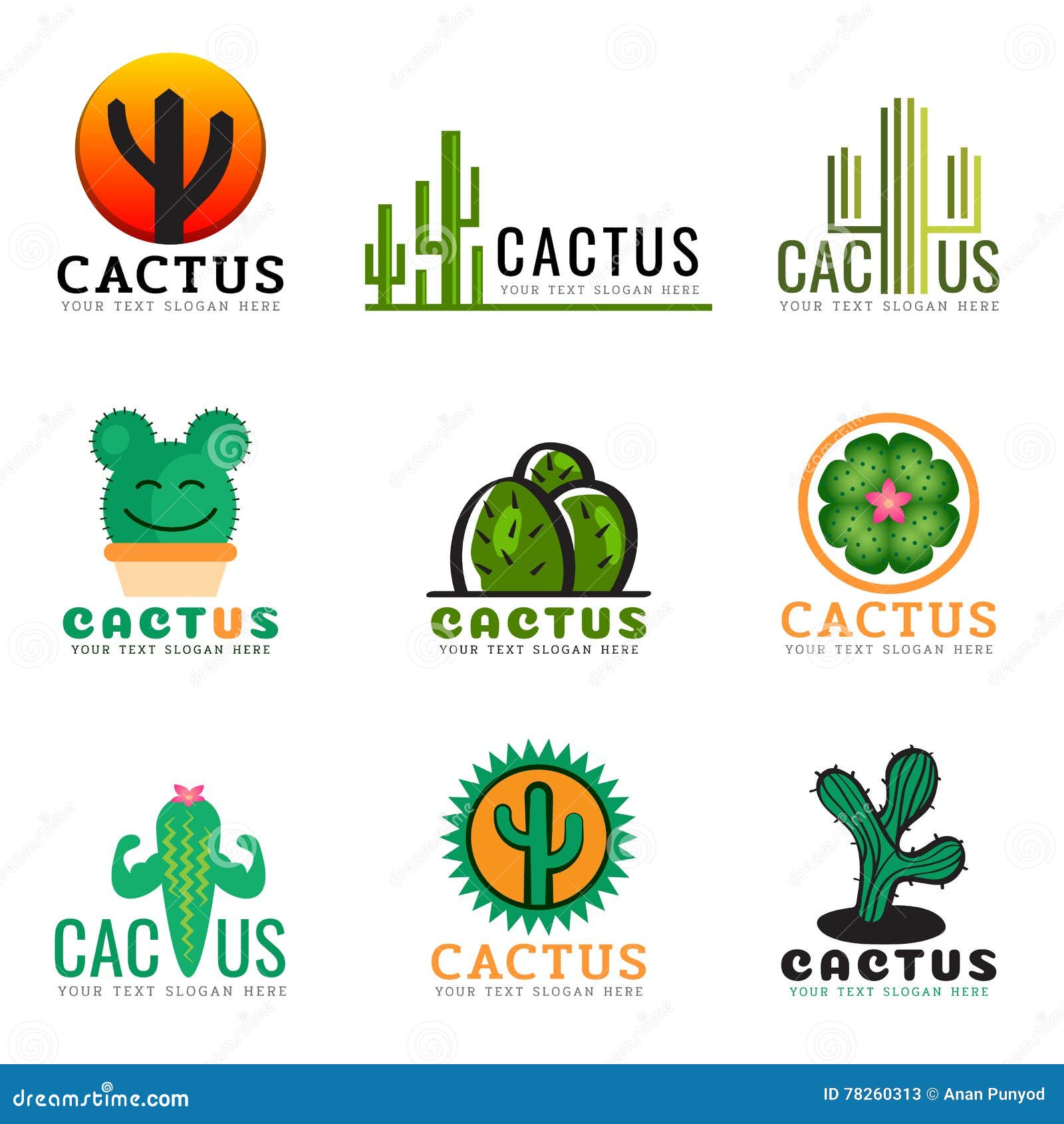 Cactus Logo Creative Vector Illustration Set Design Stock Vector ...