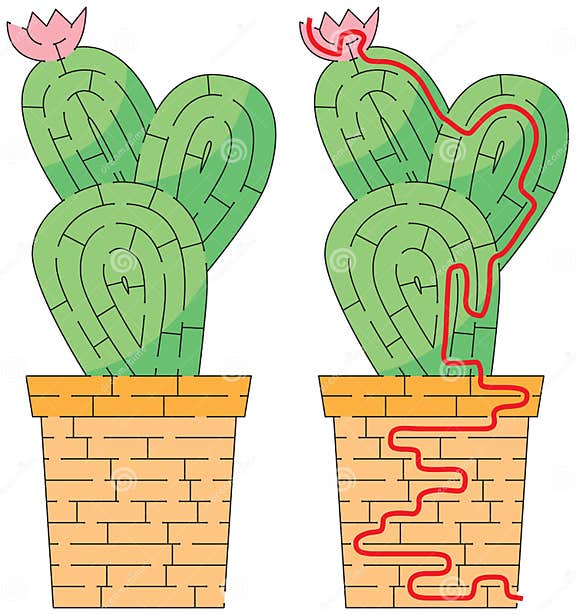 Cactus maze stock vector. Illustration of labyrinth - 181896739