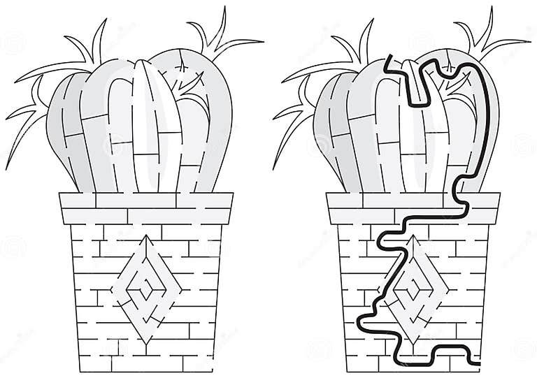 Cactus maze stock vector. Illustration of vector, flower - 183264862