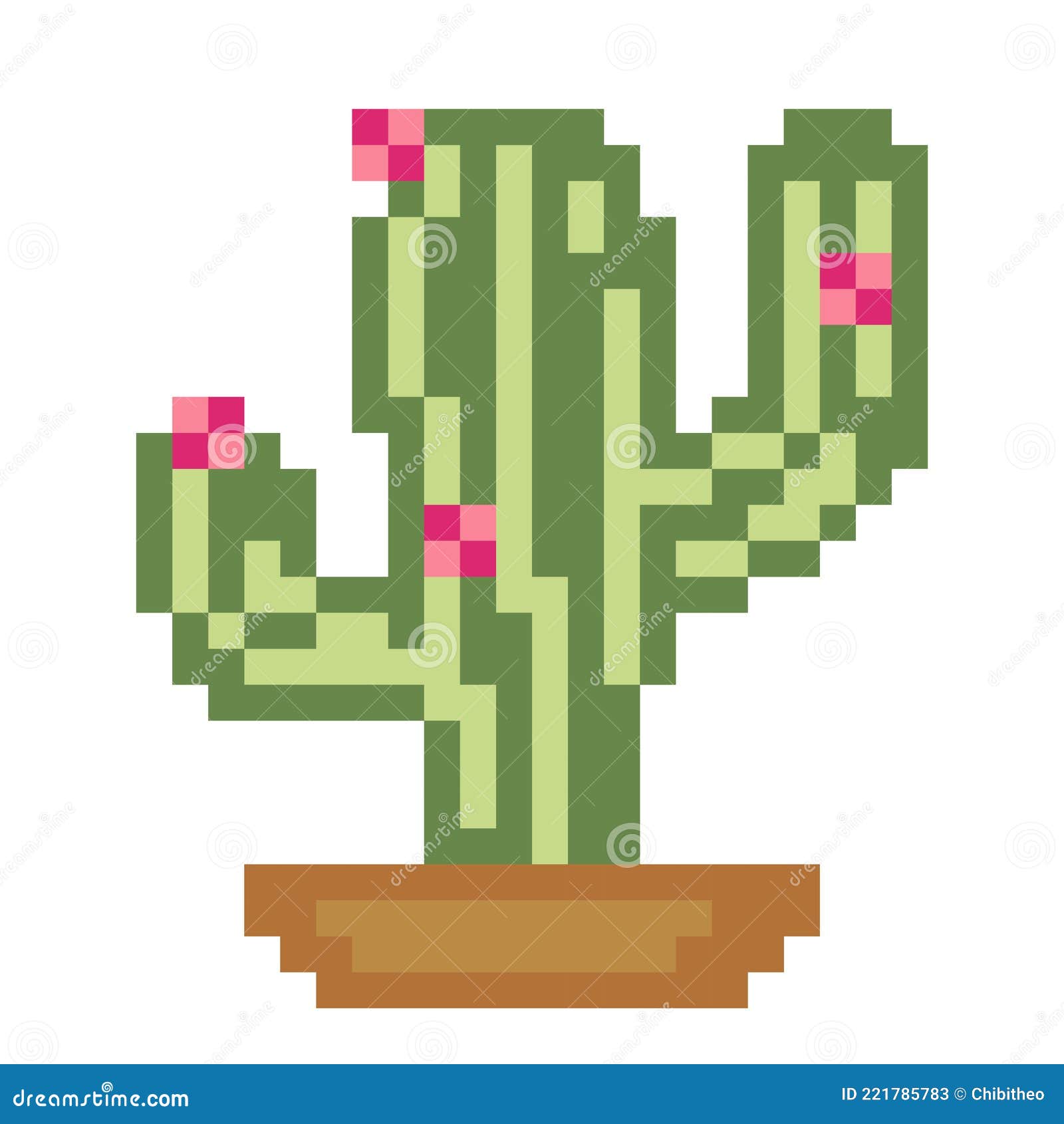 Cactus Patern. Pixel Cactus Image Stock Vector - Illustration of play ...