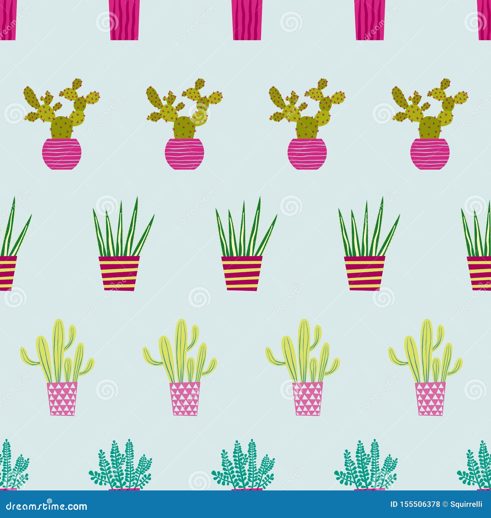 Cactus Cacti Succulents Houseplant Seamless Repeat Pattern Stock Vector ...