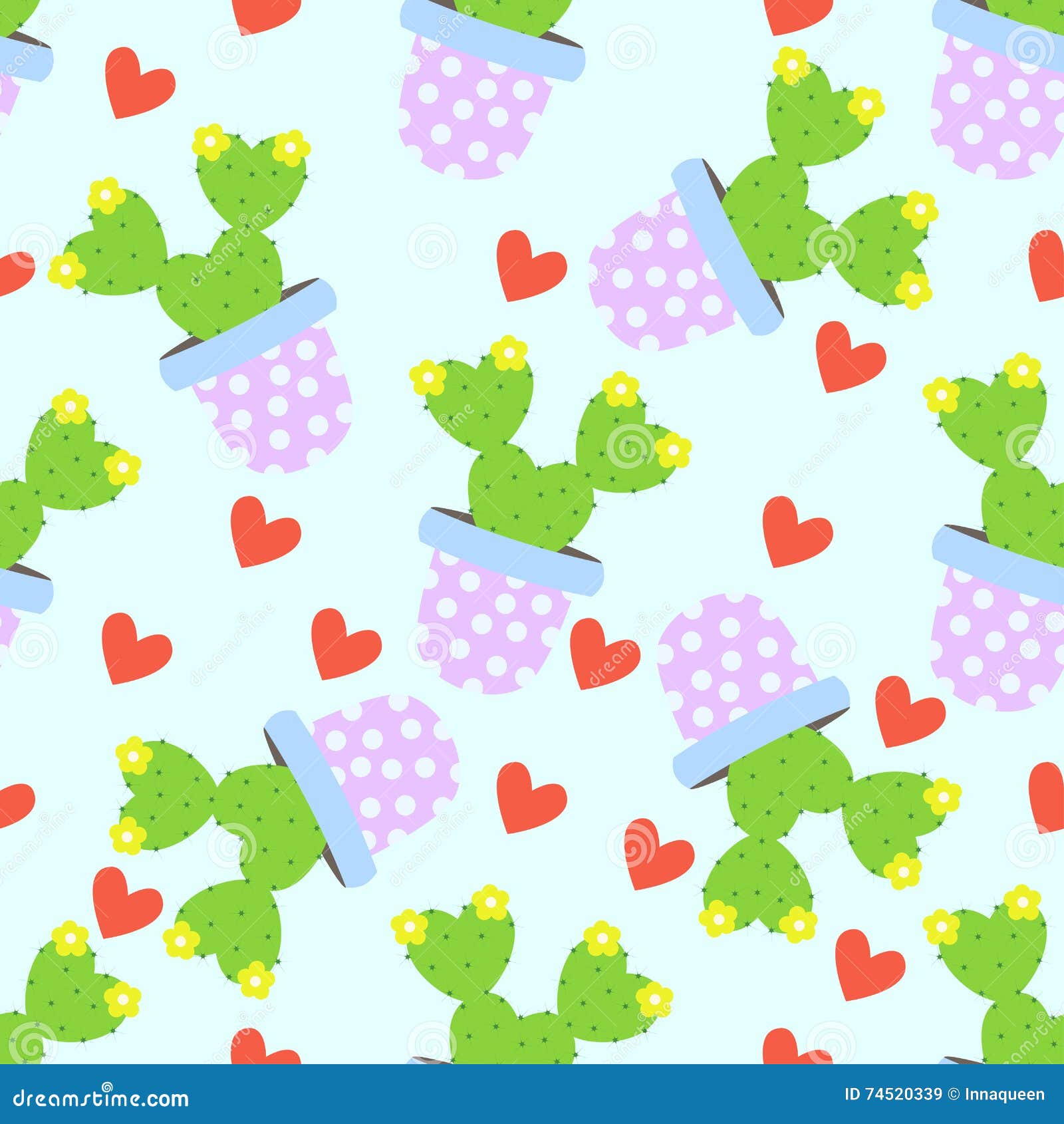 Cactus Pattern Background. Cute Cacti, Flowerpots. Seamless Pattern ...