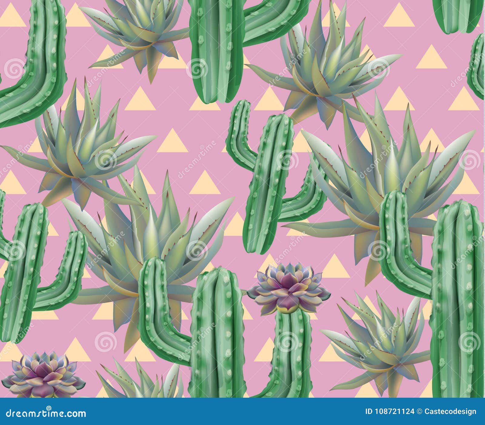 Cactus Pattern Texture Vector. Modern Pink Backgrounds Stock Vector ...