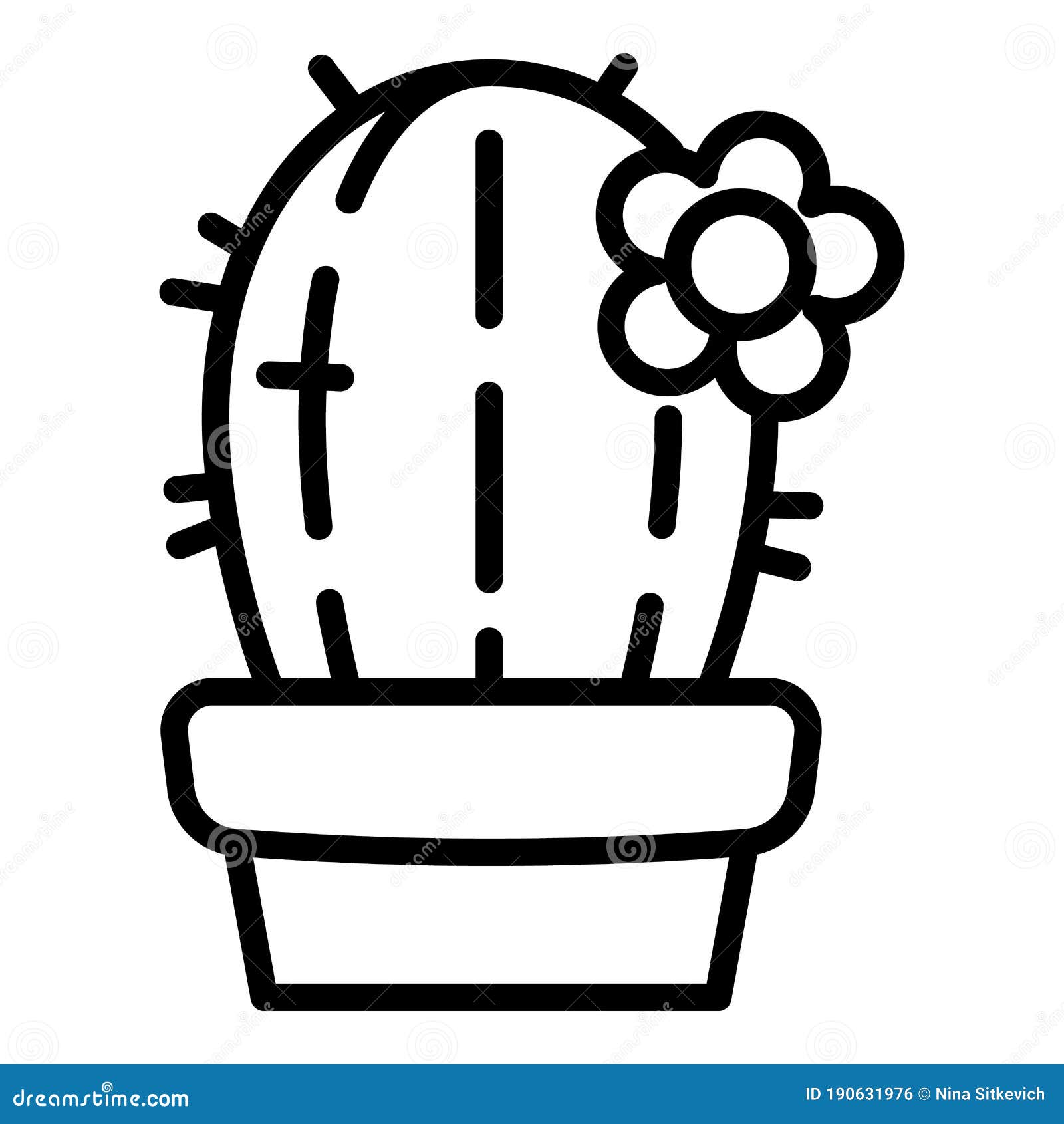 Cactus Plant Pot Icon, Outline Style Stock Vector - Illustration of ...