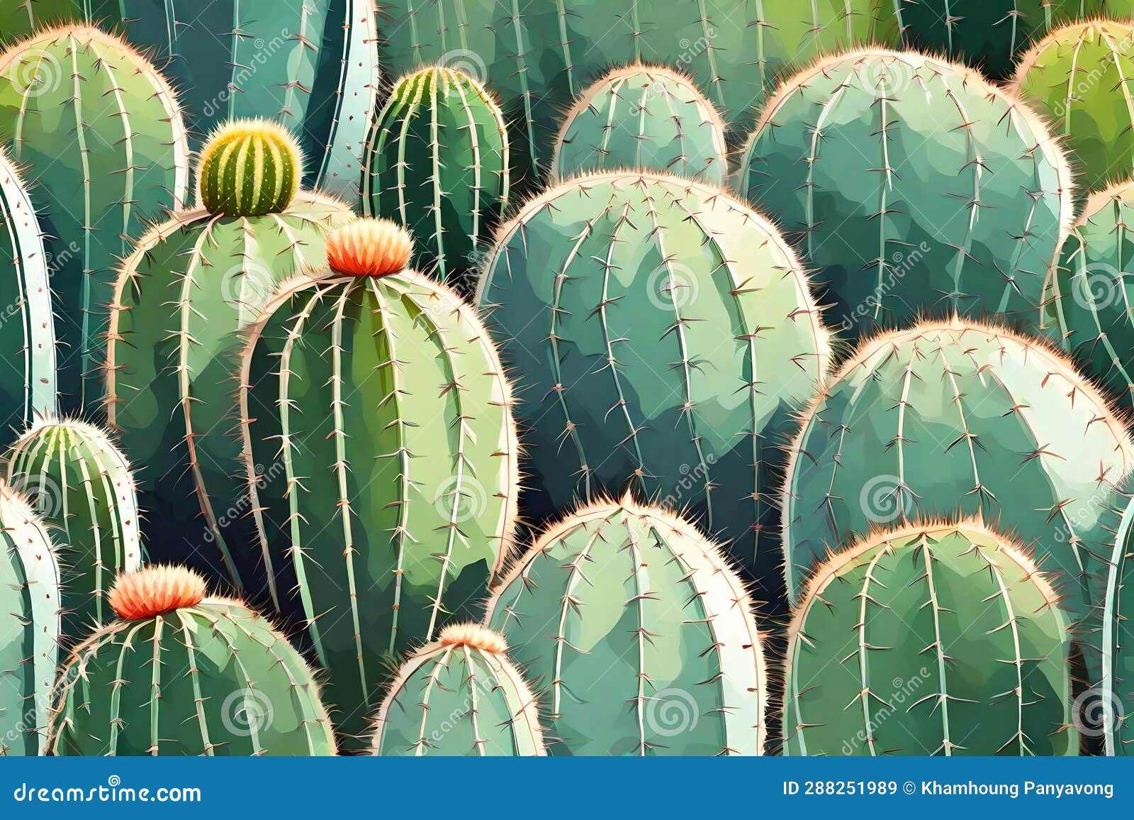 Cactus Plant Texture Background. Generative AI Stock Illustration ...