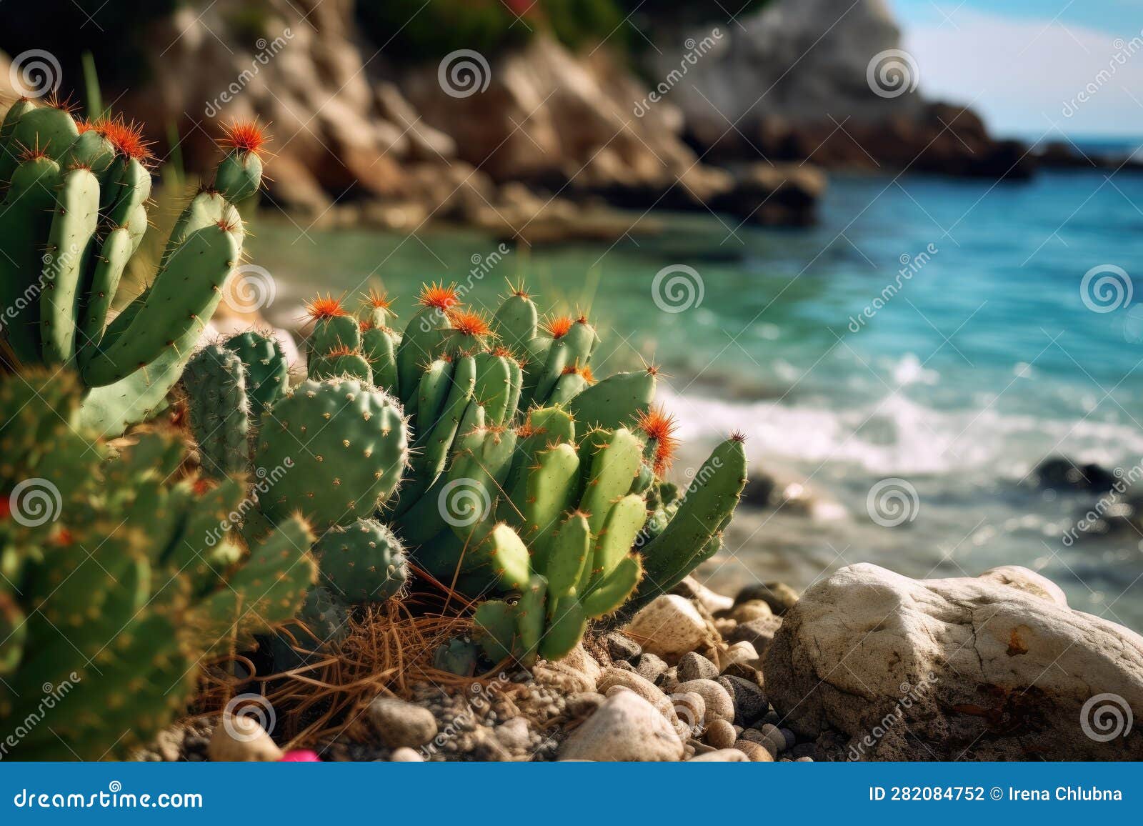 Cactus Plants, Succulent Outdoors on Mediterranean Coast. Generative AI ...