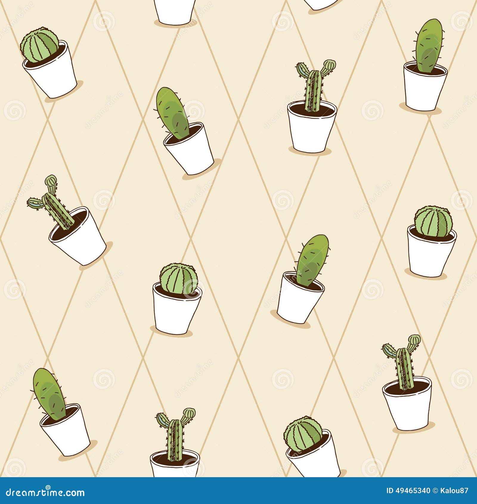 Cactus Plants Texture Seamless Pattern Background Vector Illustration ...