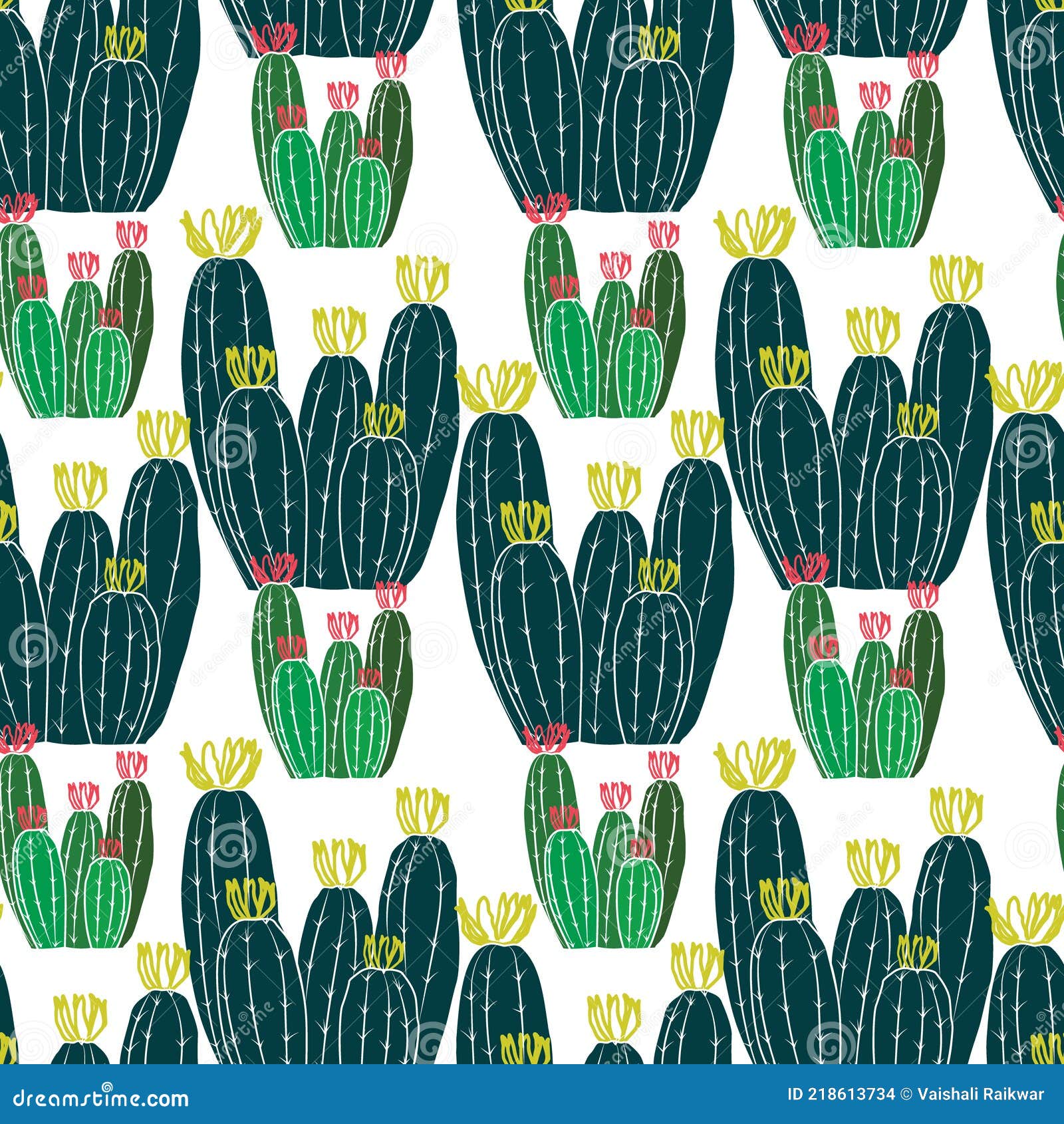 Cactus Plants Texture Seamless Pattern Background Vector Illustration ...