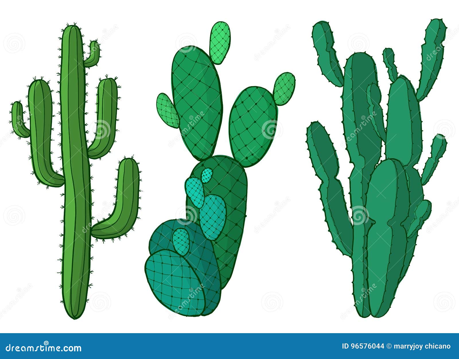 Cactus Plants Vector Illustration Stock Vector - Illustration of color ...