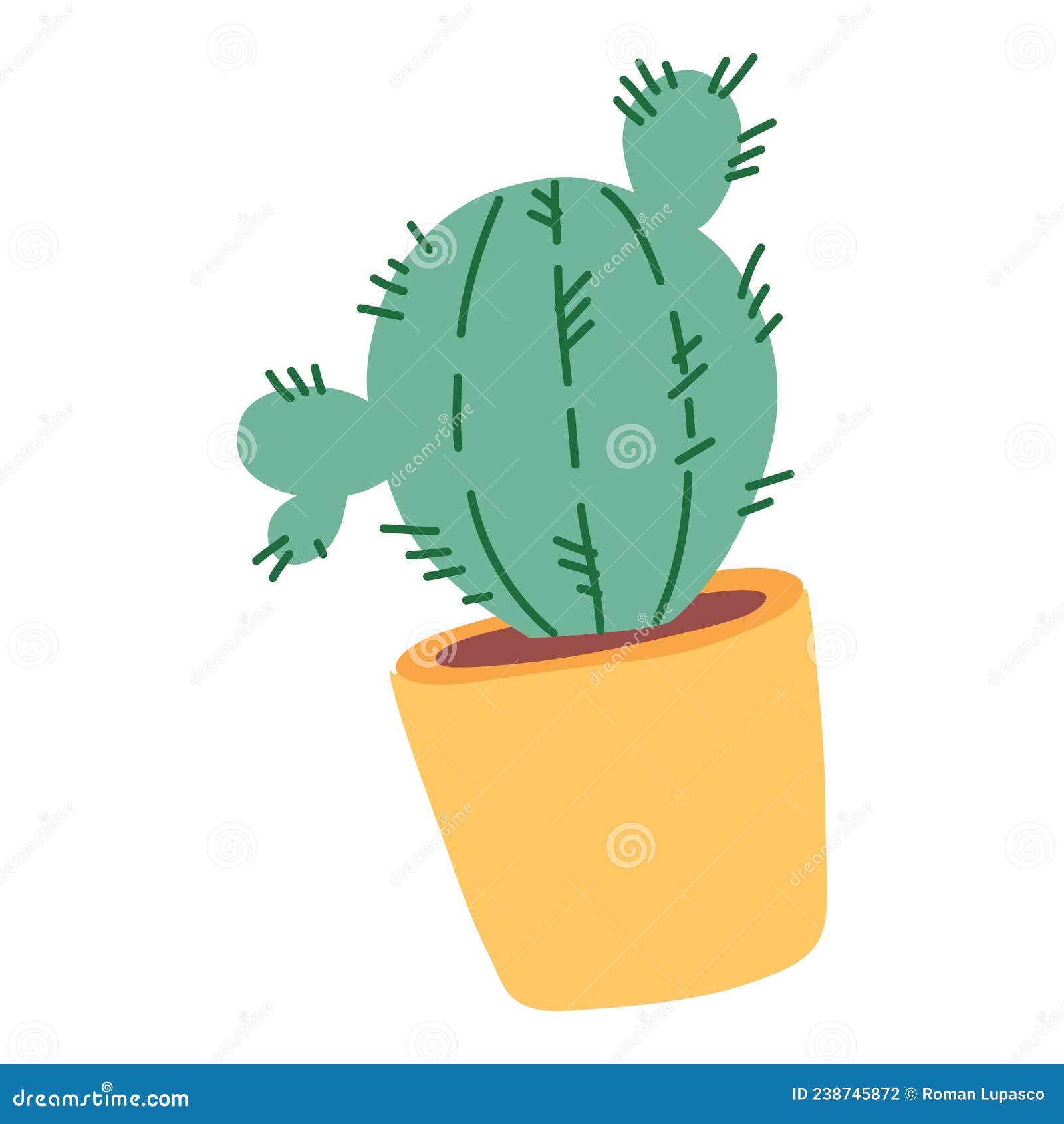 Cactus Pot Falling Down with Different Things. Cactus Pot Fly, Isolated ...