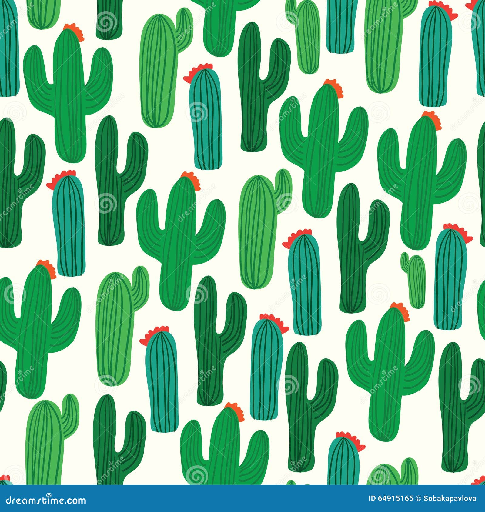 Cactus Seamless Pattern Background Stock Vector - Illustration of ...