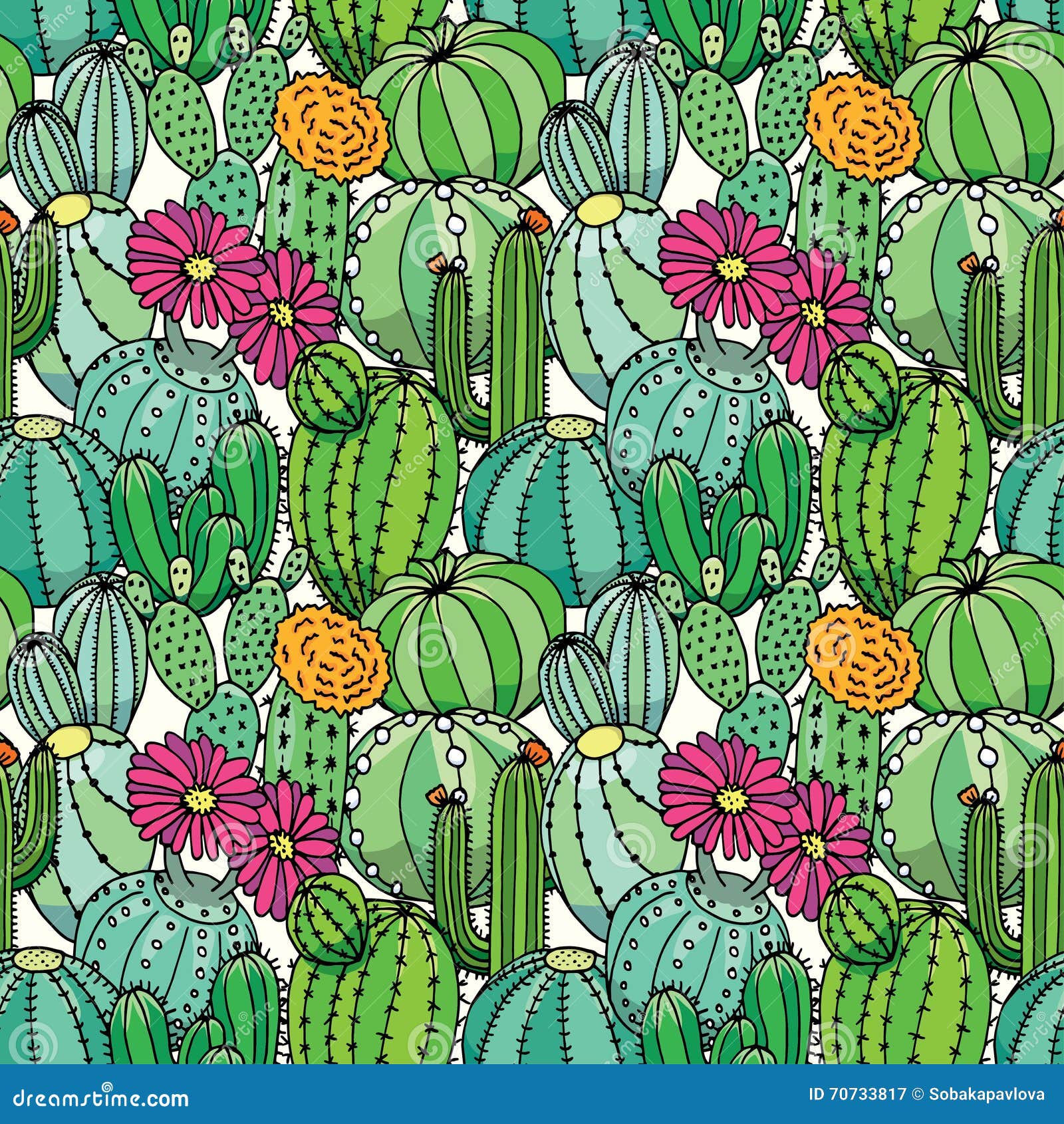Cactus Seamless Pattern Background Stock Vector - Illustration of decor ...