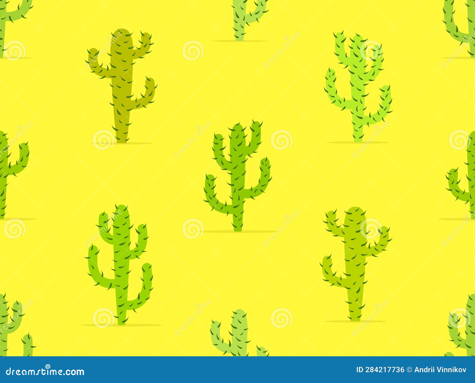 Cactus Seamless Pattern. Desert Cactus Carnegiea. Green Cacti With ...