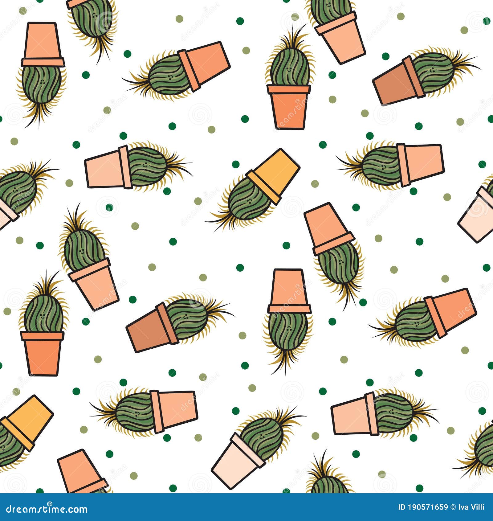 Cactus seamless pattern stock vector. Illustration of design - 190571659