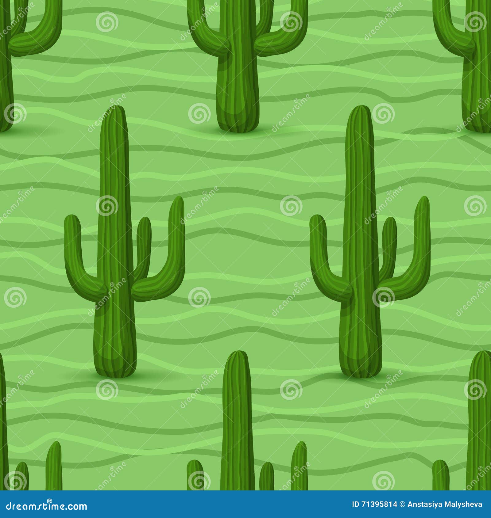 Cactus seamless pattern. stock vector. Illustration of garden - 71395814