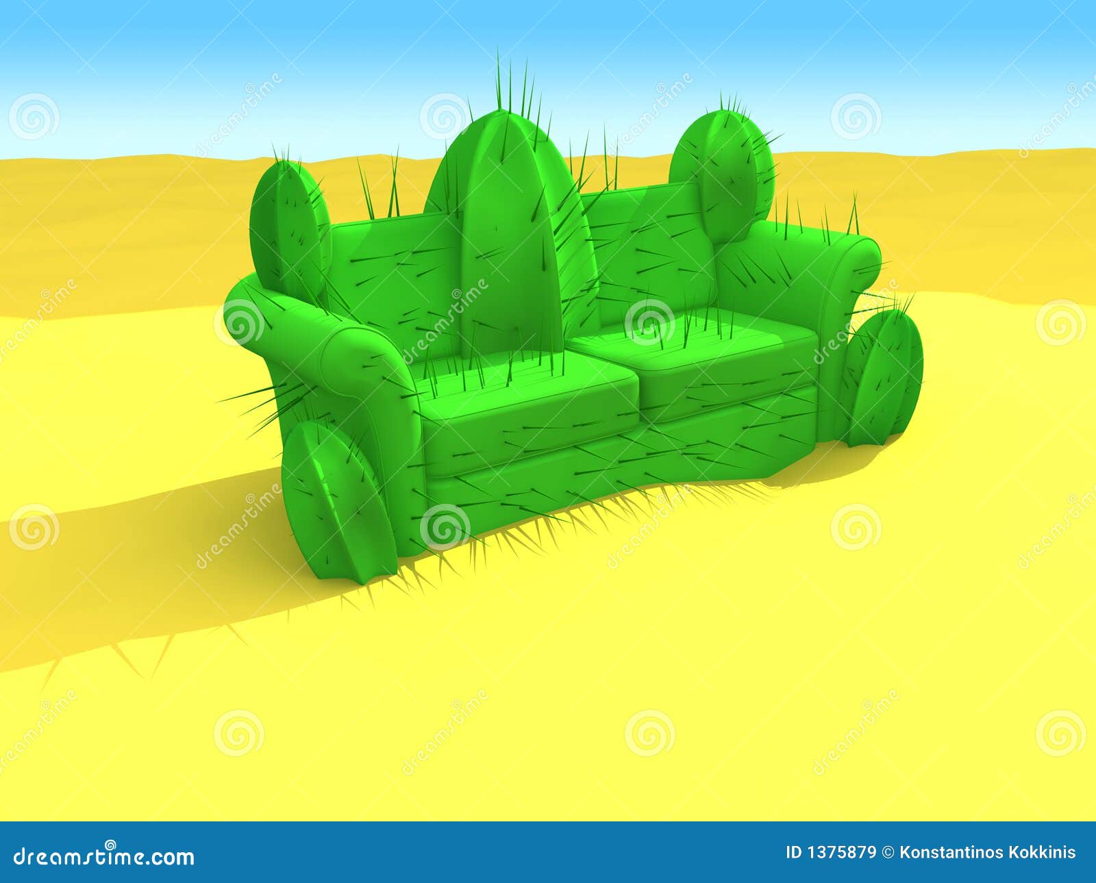Cactus-sofa in the desert stock illustration. Illustration of spiny ...