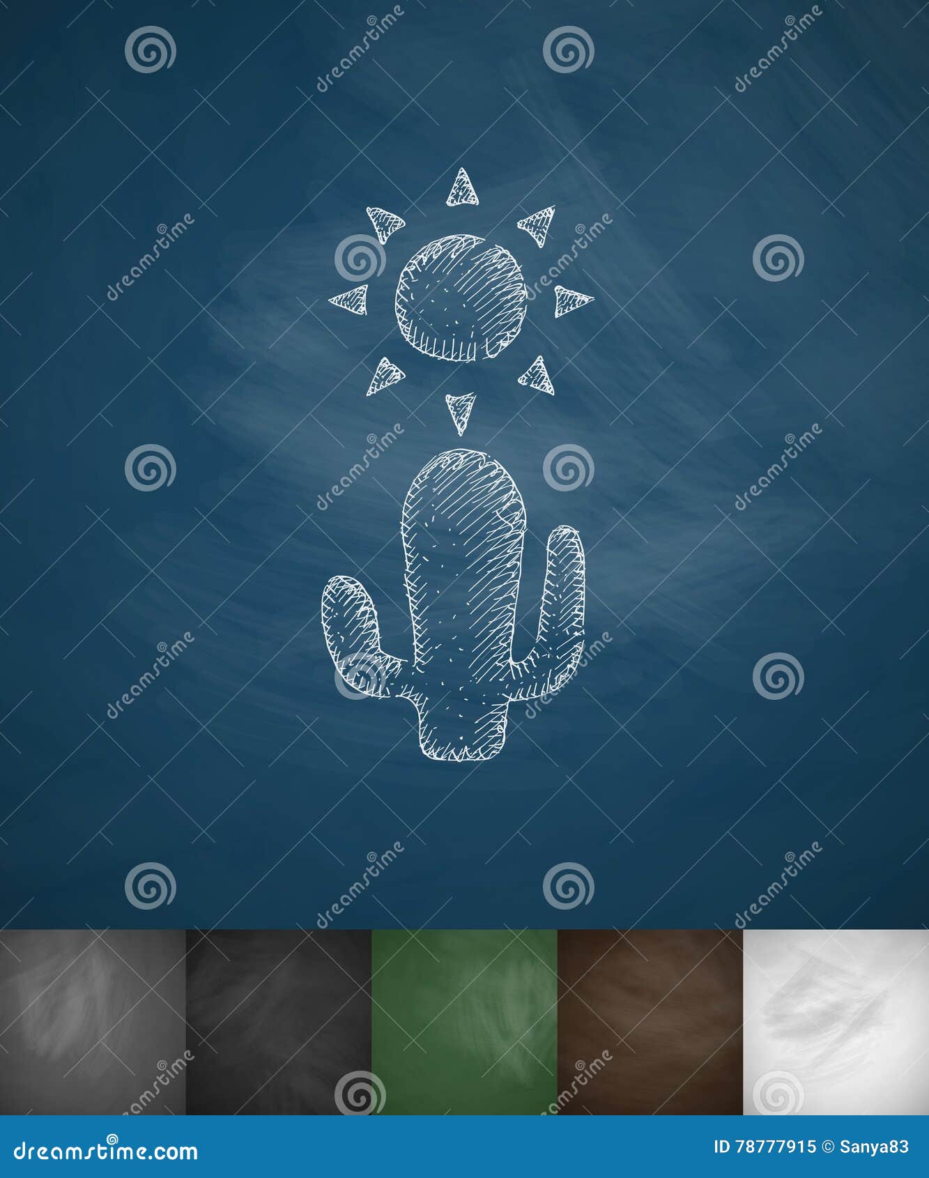 Cactus and Sun Icon. Hand Drawn Vector Illustration Stock Vector ...