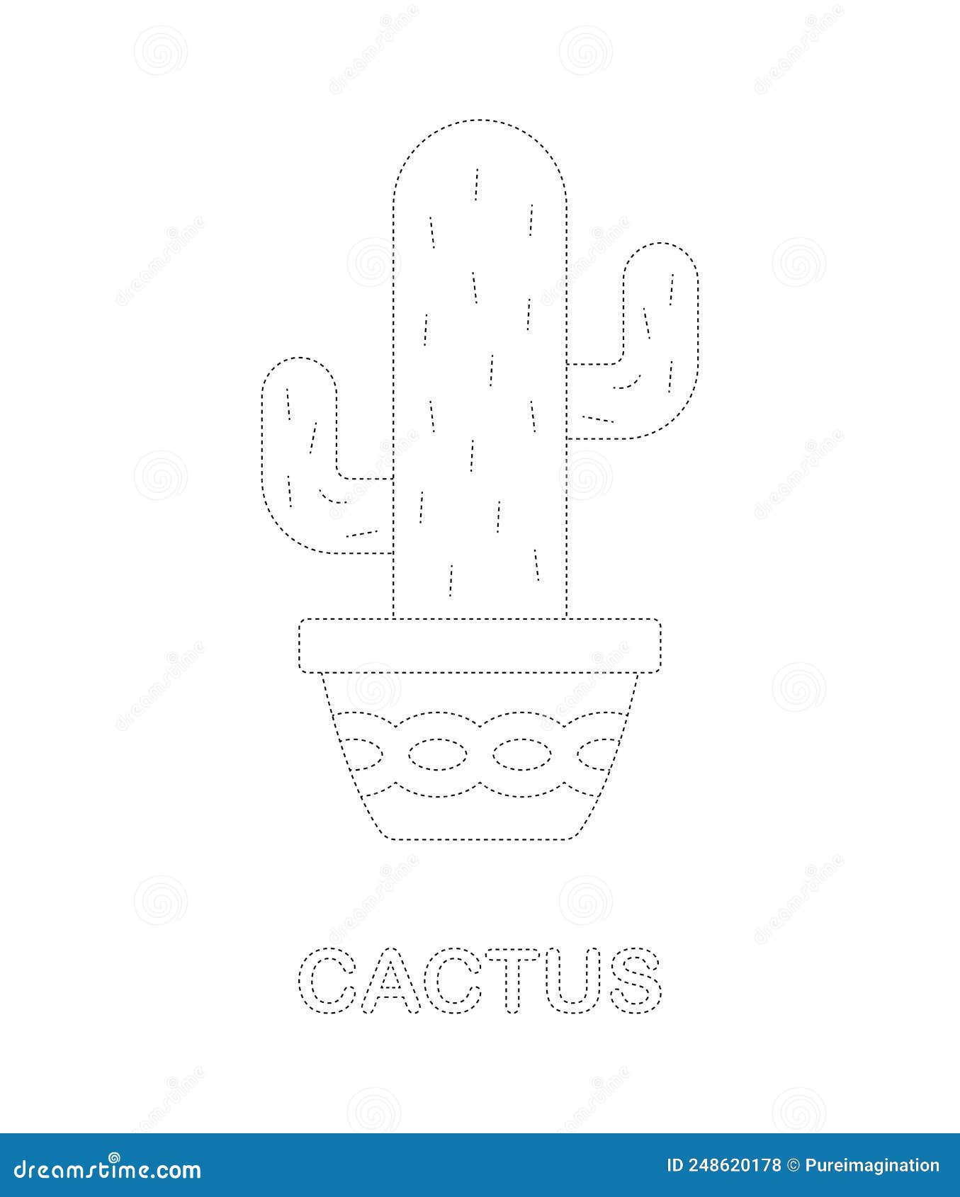 Cactus Tracing Worksheet for Kids Stock Vector - Illustration of ...