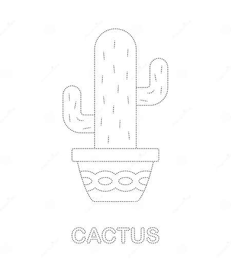 Cactus Tracing Worksheet for Kids Stock Vector - Illustration of ...