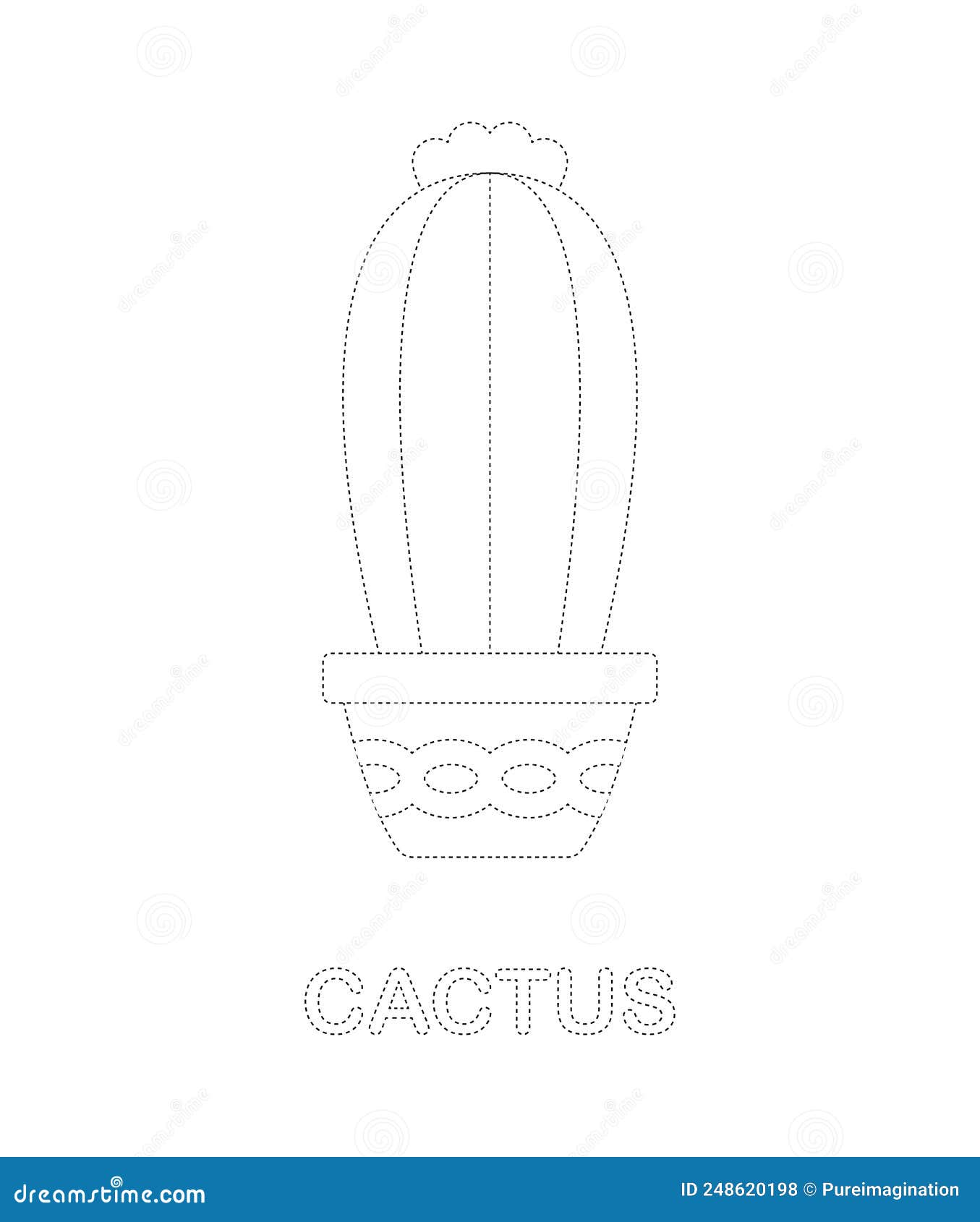 Cactus Tracing Worksheet for Kids Stock Vector - Illustration of ...
