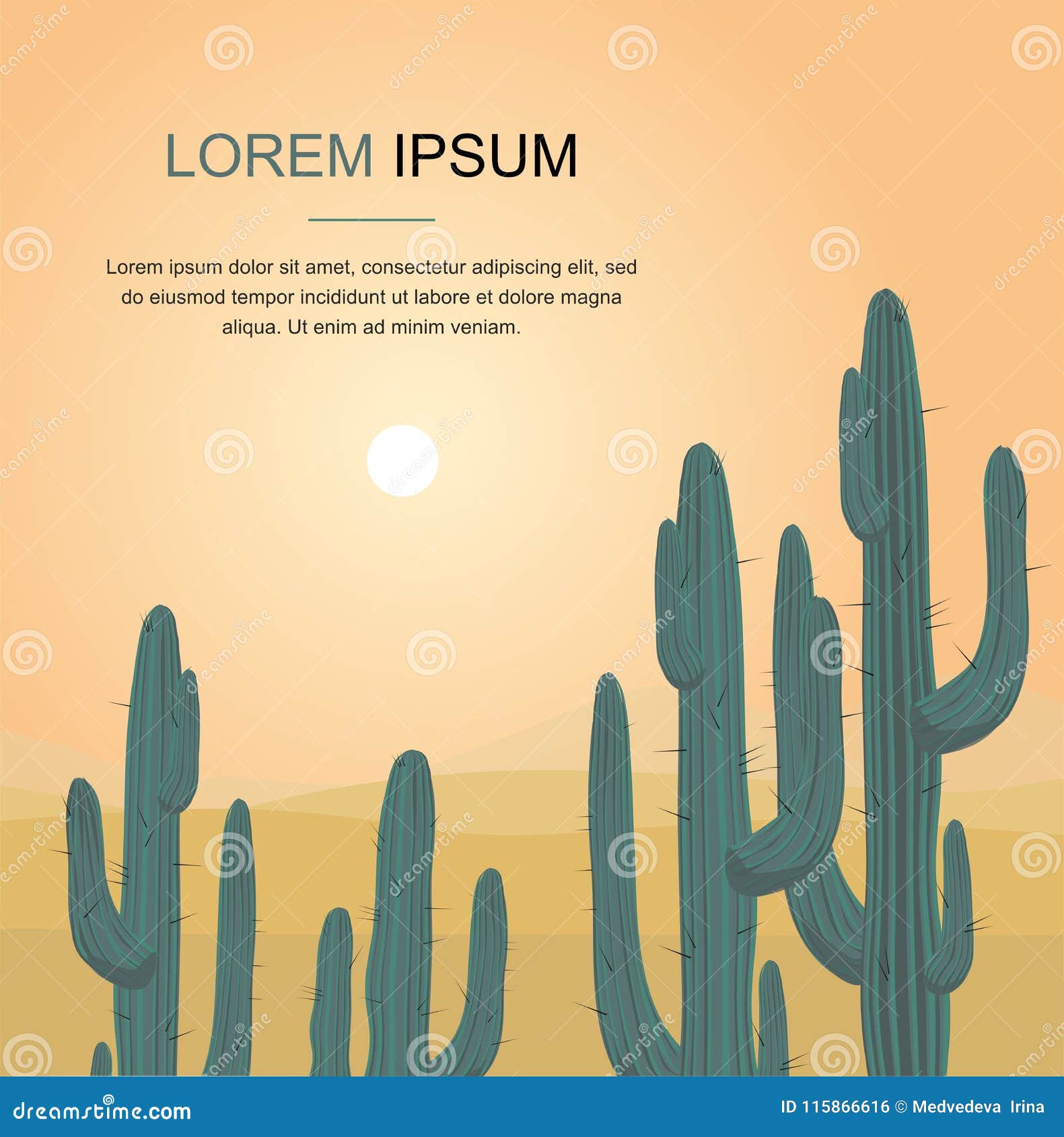 Cactus Tree Desert Landscape Vector Illustration Stock Vector ...