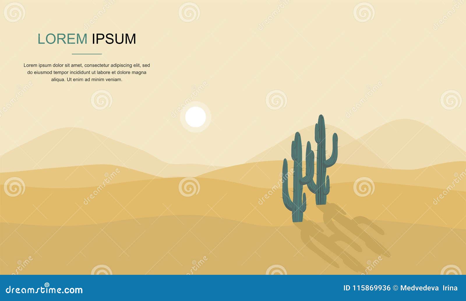 Cactus Tree in the Desert Landscape Vector Illustration Stock Vector ...