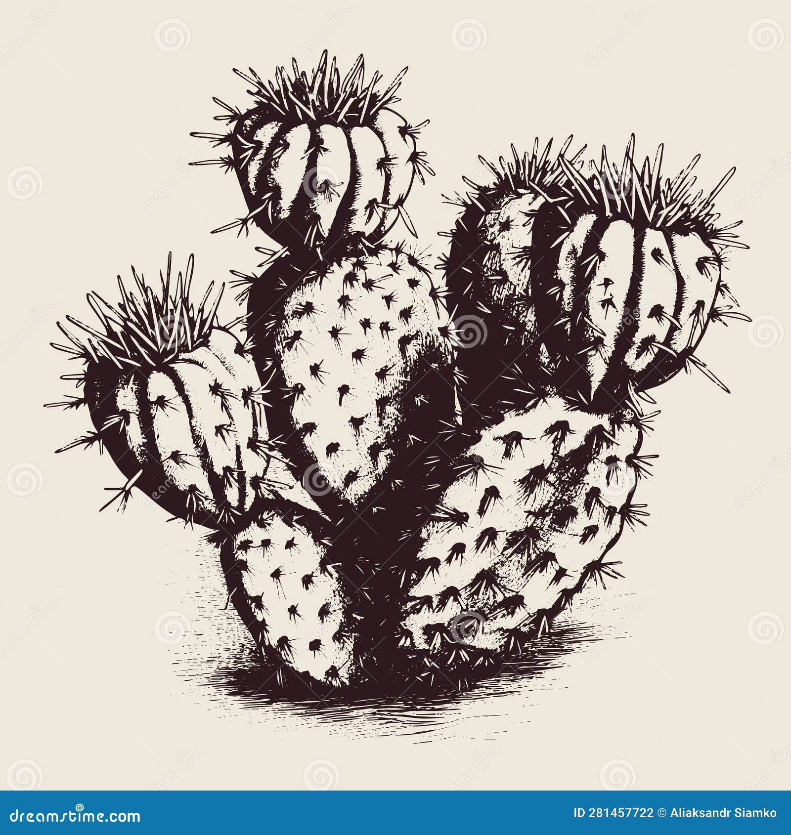 Cactus Vector Drawing. Isolated Hand Drawn, Engraved Style Illustration ...