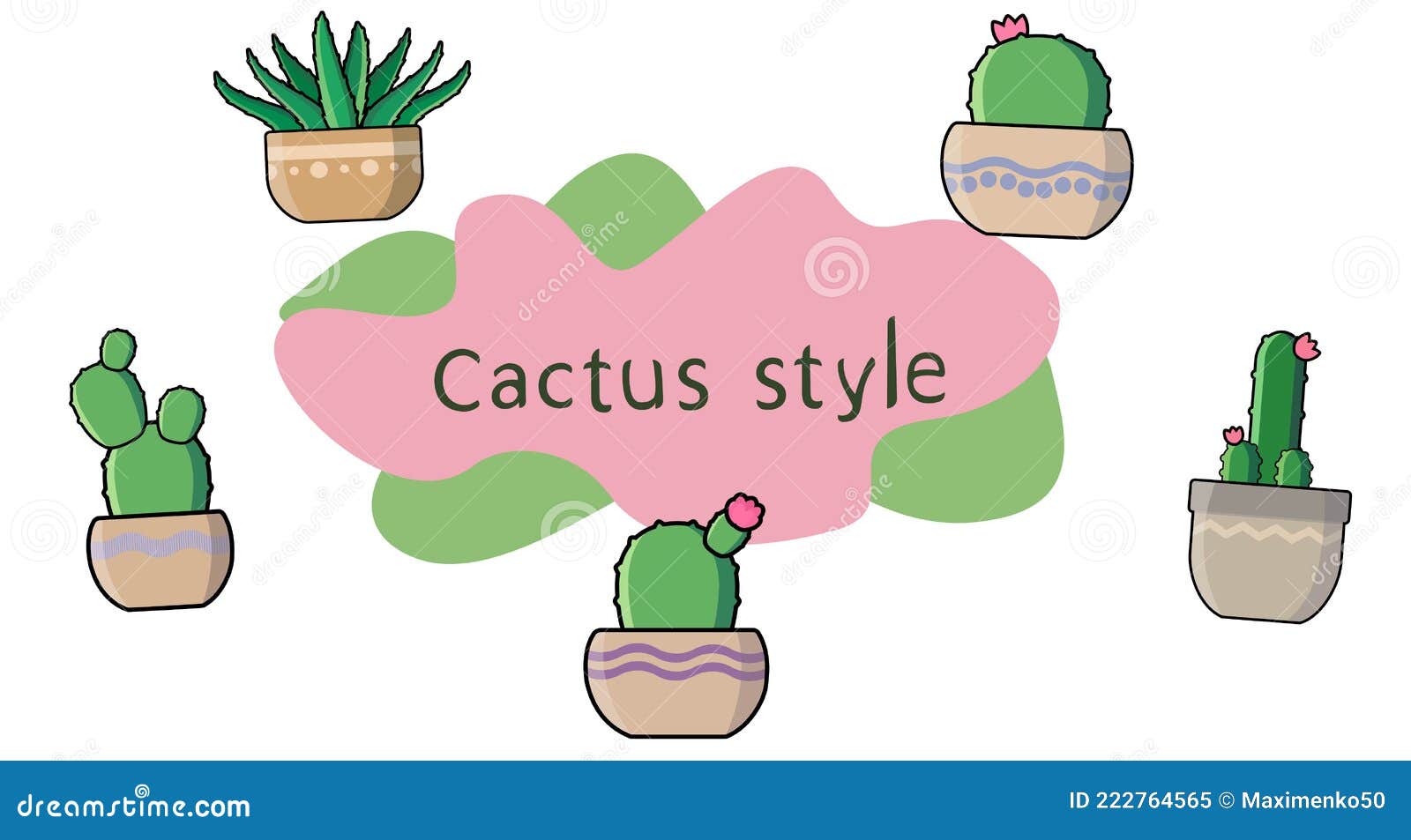 Cactus Vector Illustrations Set in Flat Simple Style Stock Vector ...