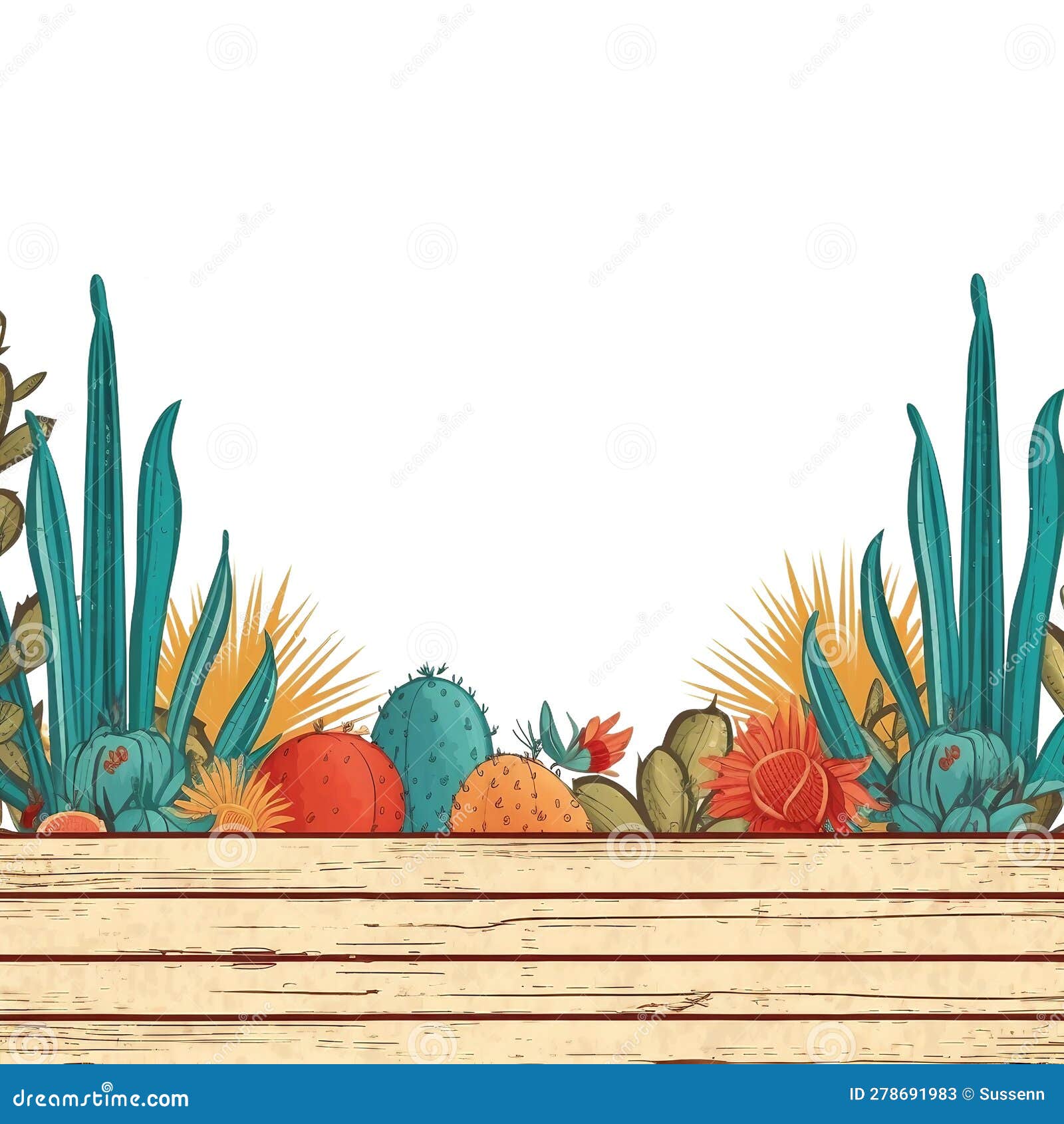 Cactus and Wooden Boards stock image. Illustration of template - 278691983