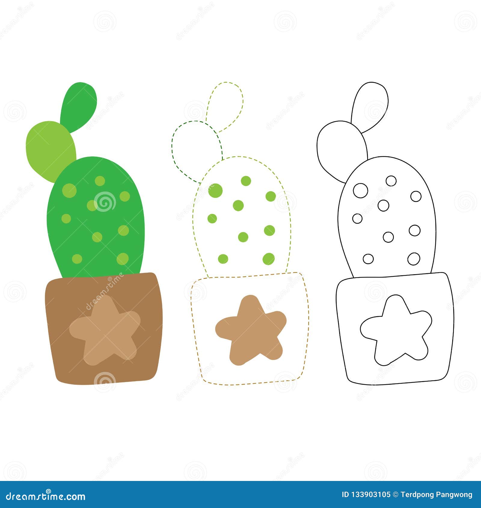 Cactus Worksheet Vector Design Stock Vector - Illustration of cactus ...