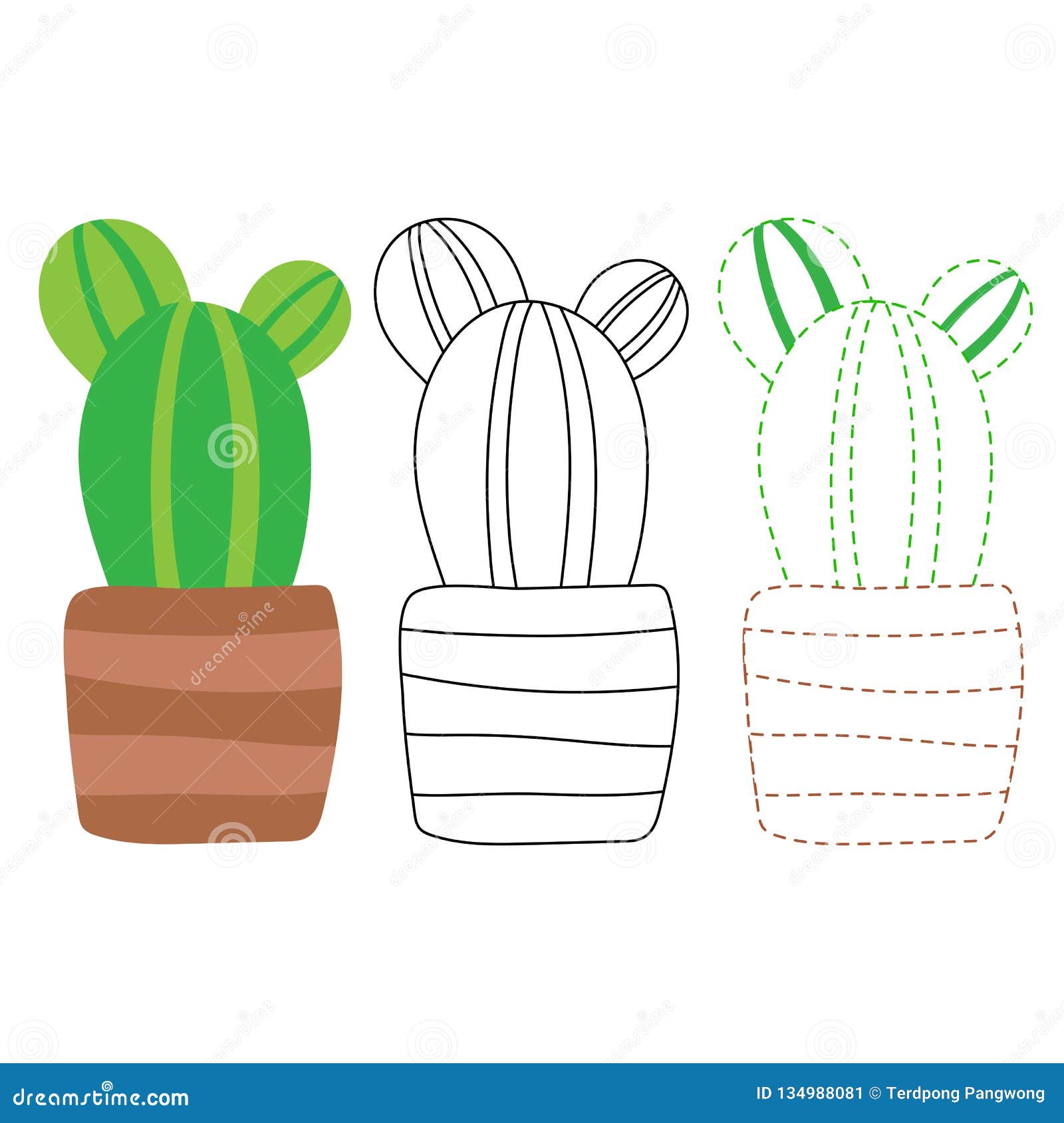 Cactus Worksheet Vector Design Stock Vector - Illustration of learning ...