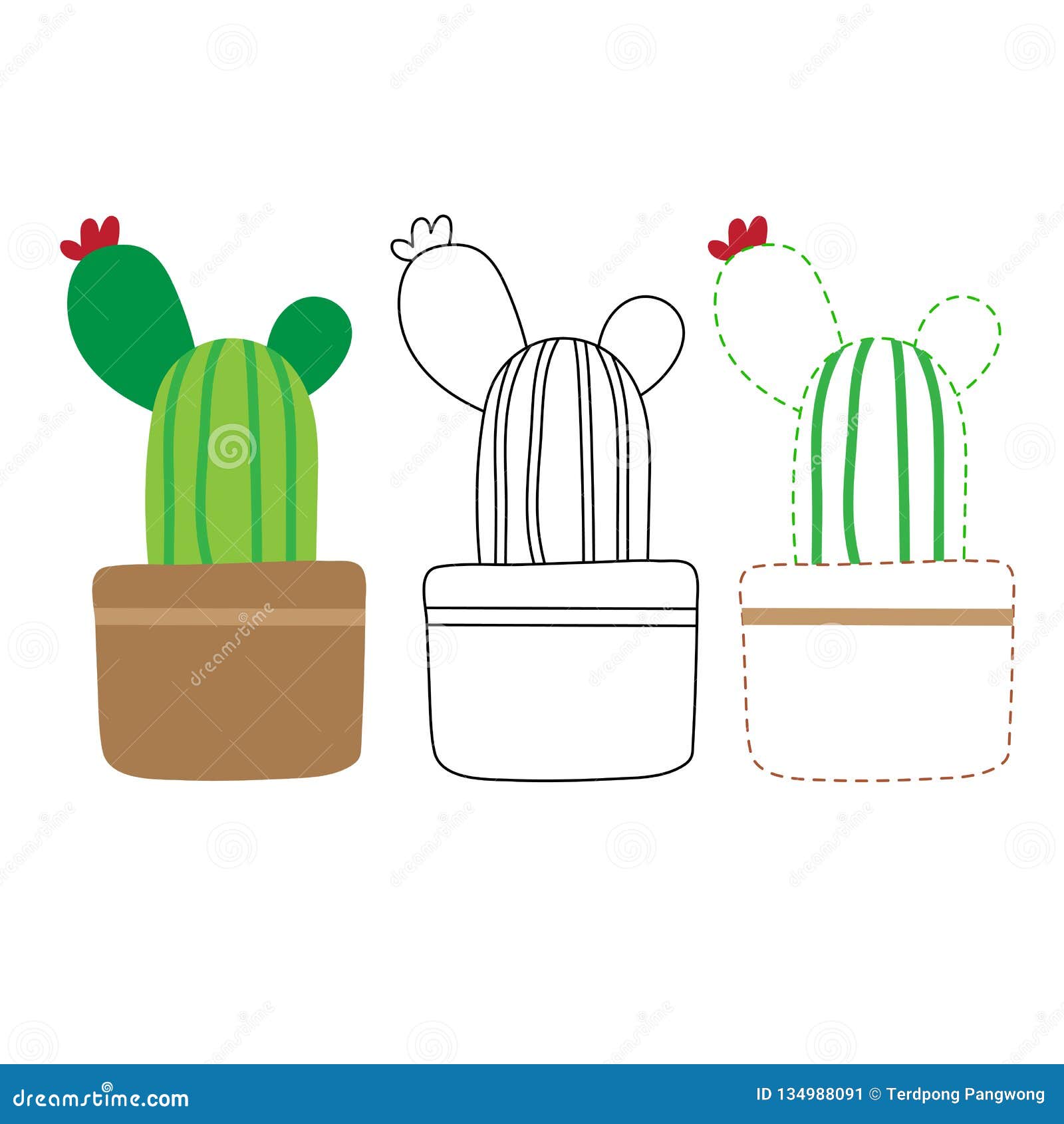 Cactus Worksheet Vector Design Stock Vector - Illustration of lines ...