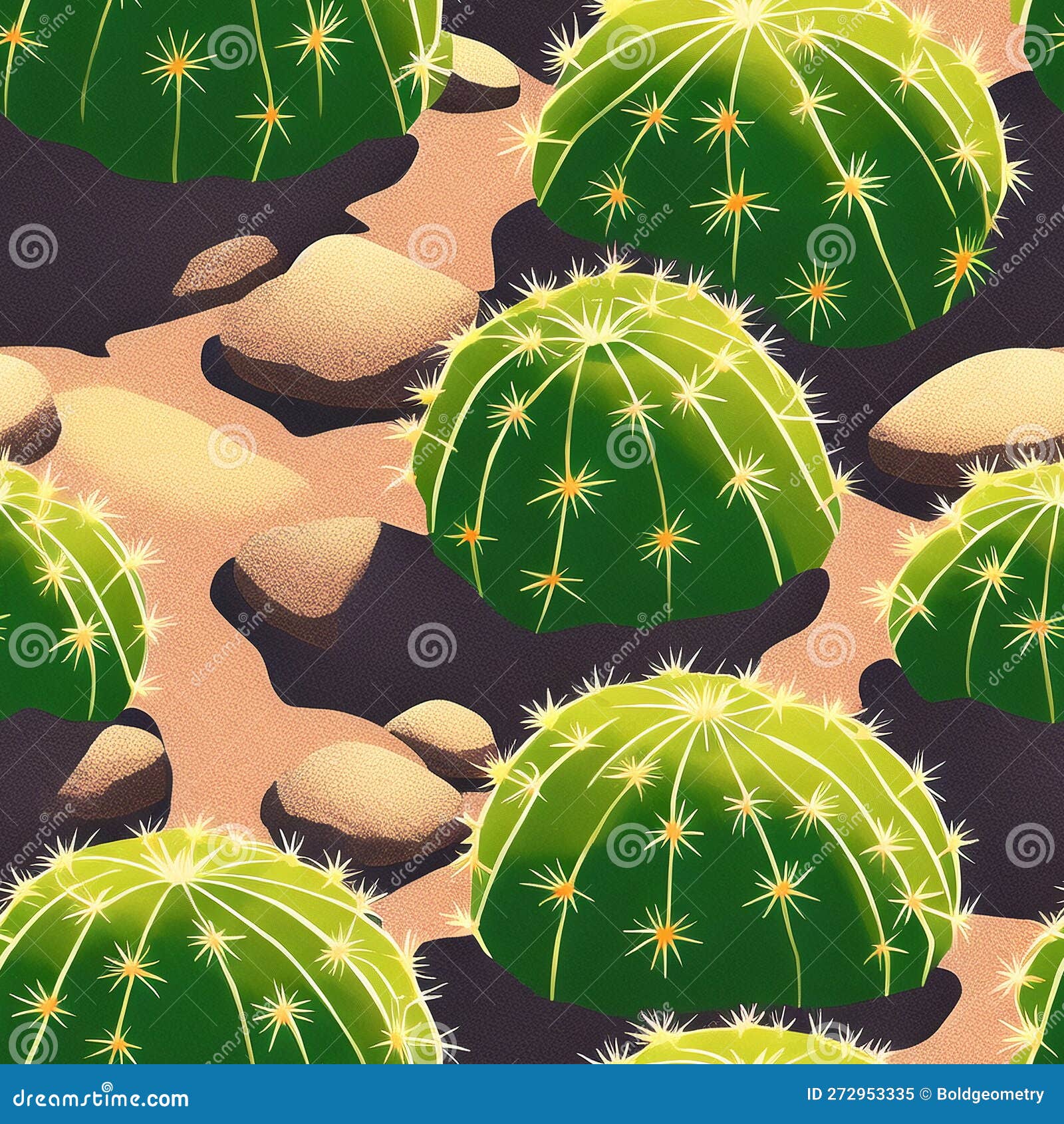 Cactuss Repeating Pattern Seamless All Over Print Surface Tile for Cacti Wallpapers Generative ...