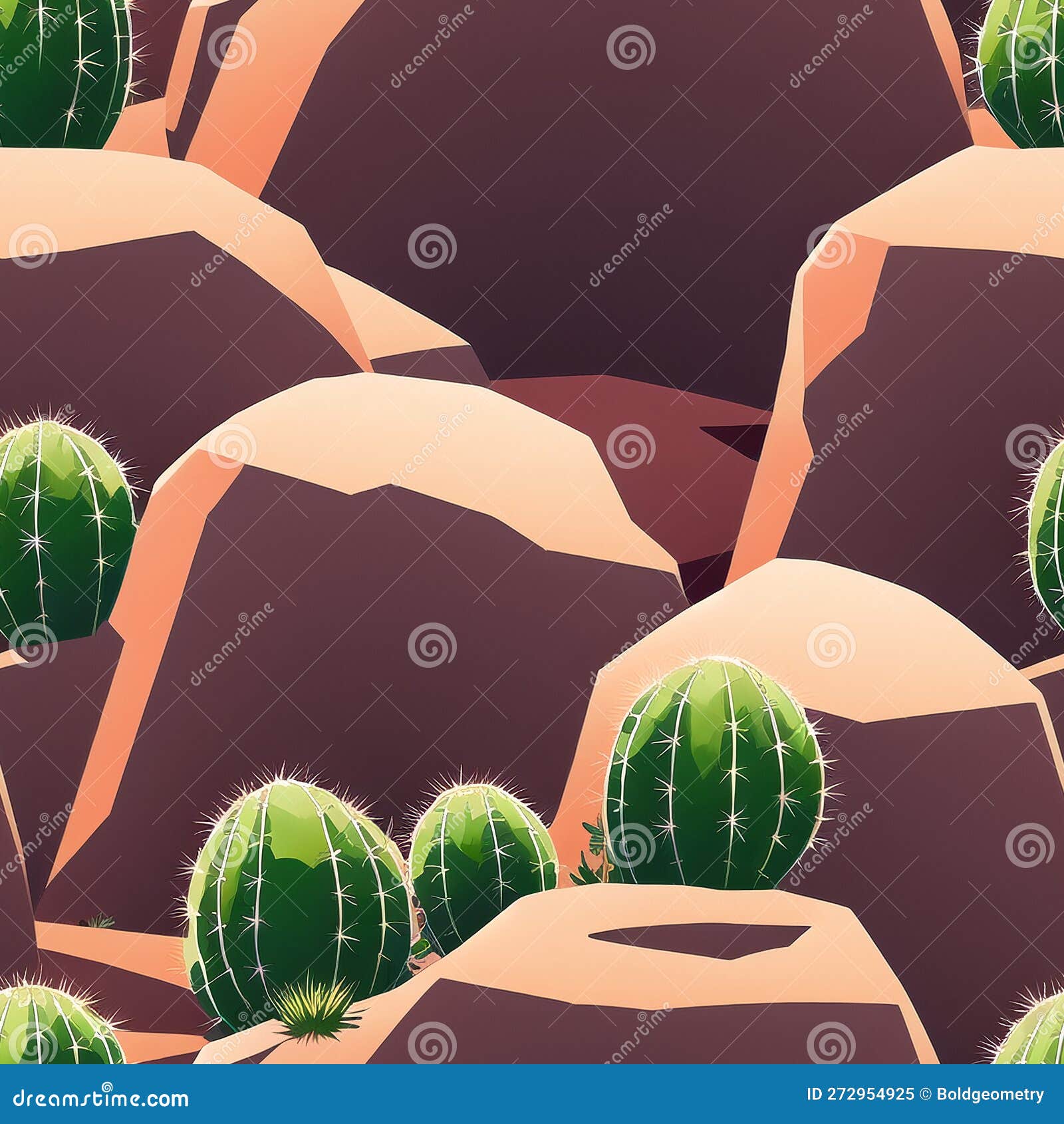 Cactuss Repeating Pattern Seamless All Over Print Surface Tile for Cacti Wallpapers Generative ...